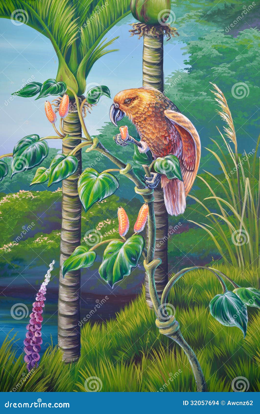 Kaka in the tree stock illustration. Illustration of wildlife - 32057694