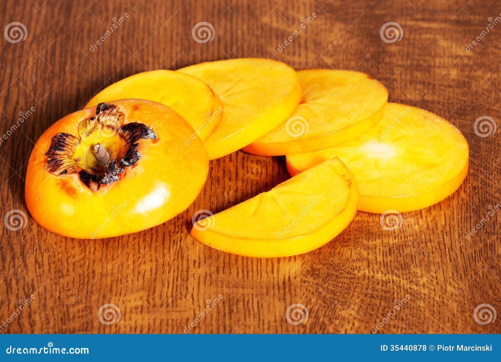 Kaki Fruit Sliced into Pieces. Stock Photo - Image of macro, nutritious ...