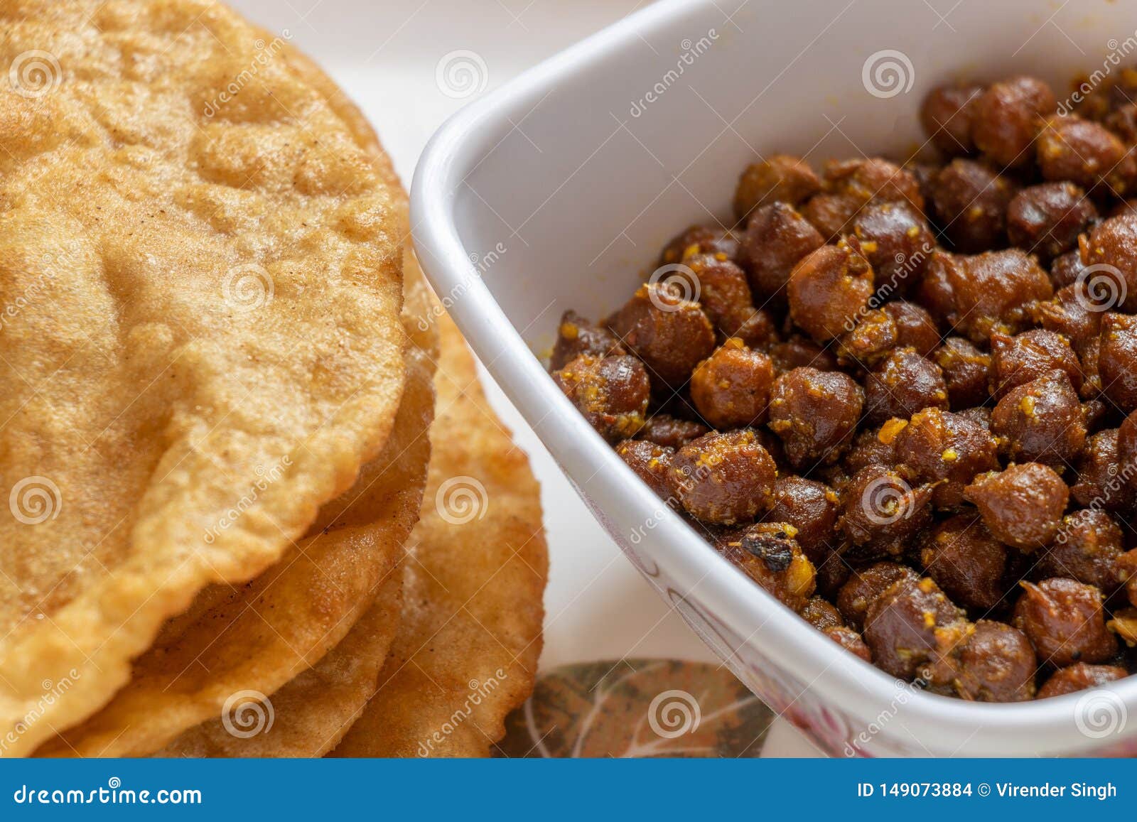 Kala Channa with Puri, Indian Dish Stock Photo - Image of chana, lunch ...