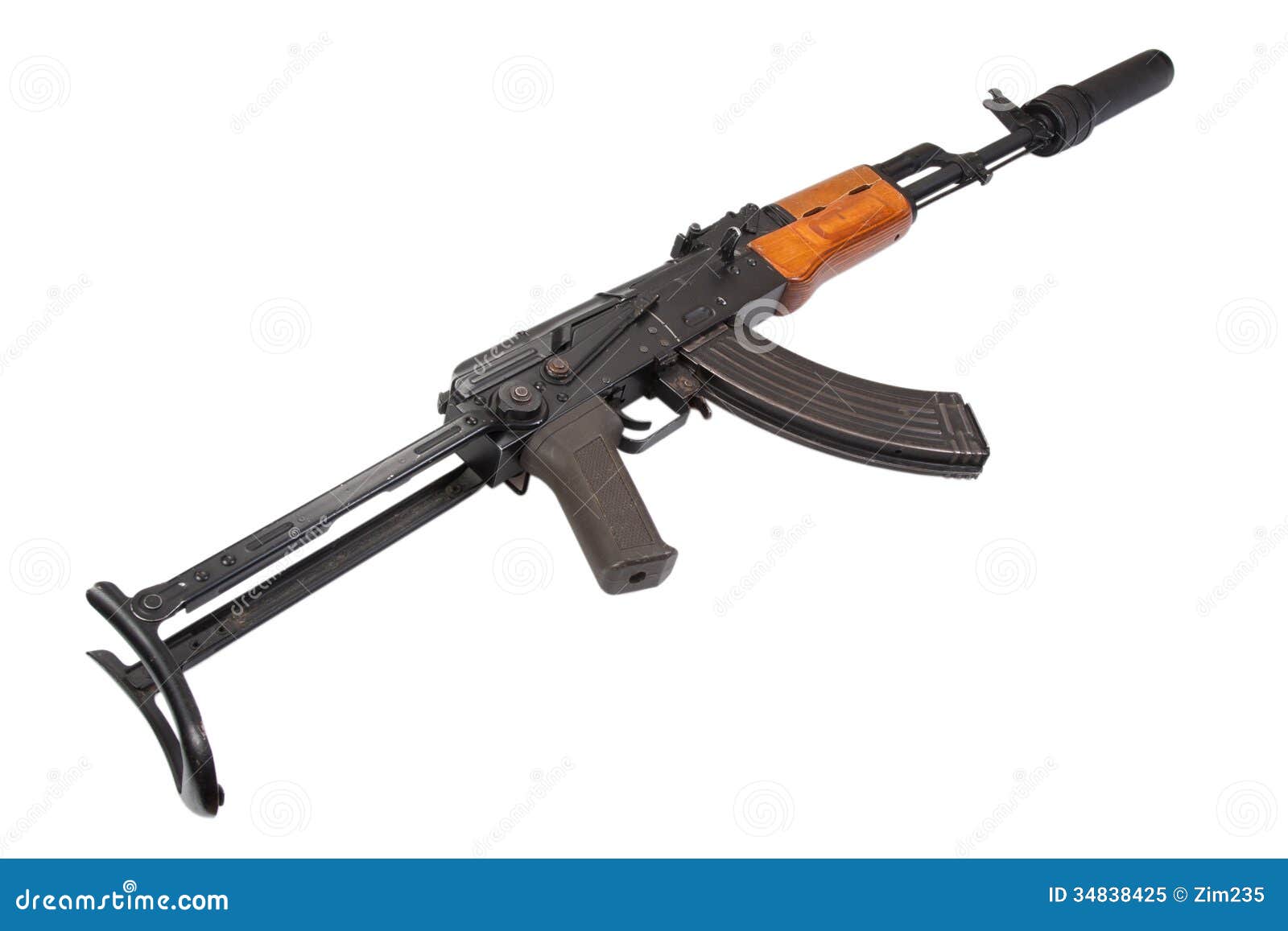 Kalachnikov AK47 Avec Silencieux Image stock - Image of machine, fond ...