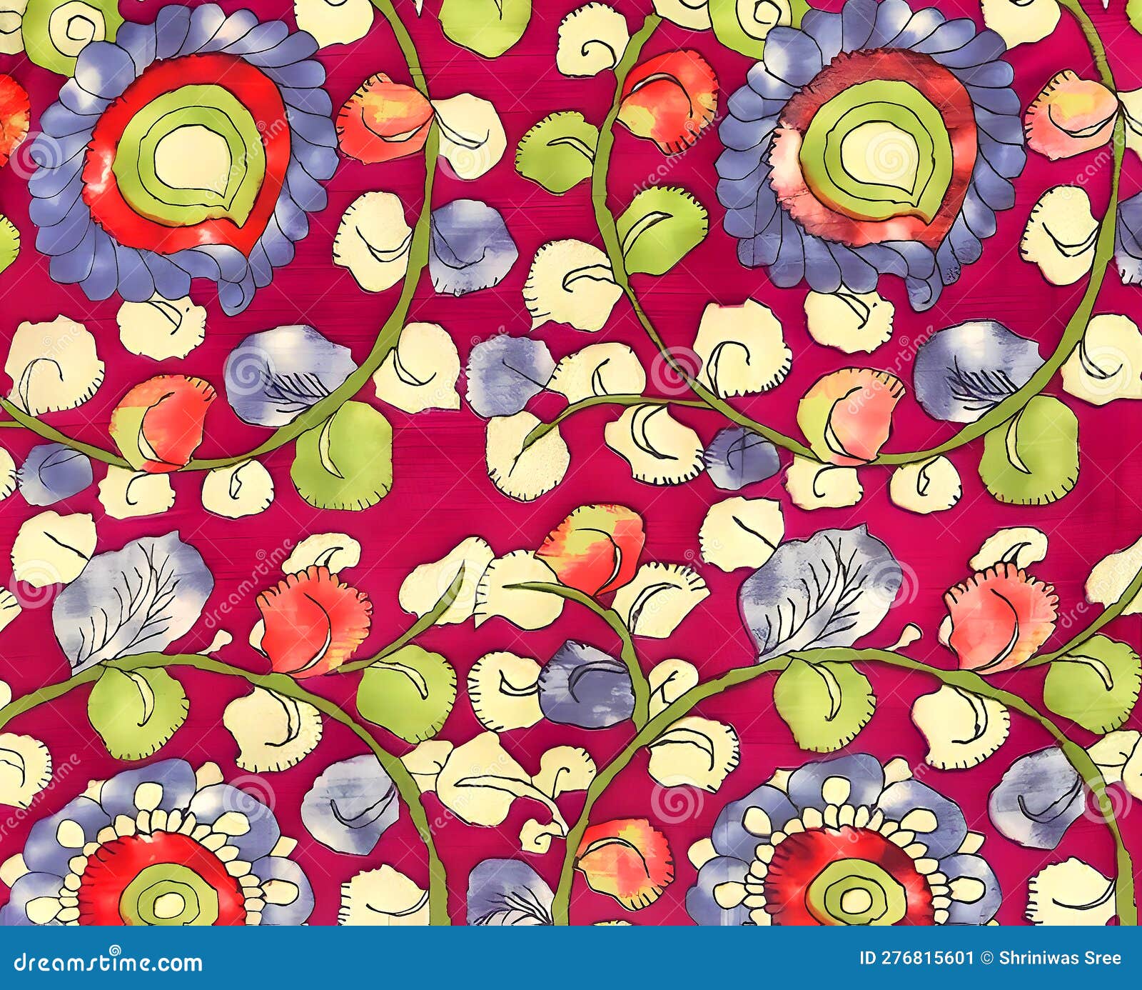 Kalamkar floral stock illustration. Illustration of design - 276815601