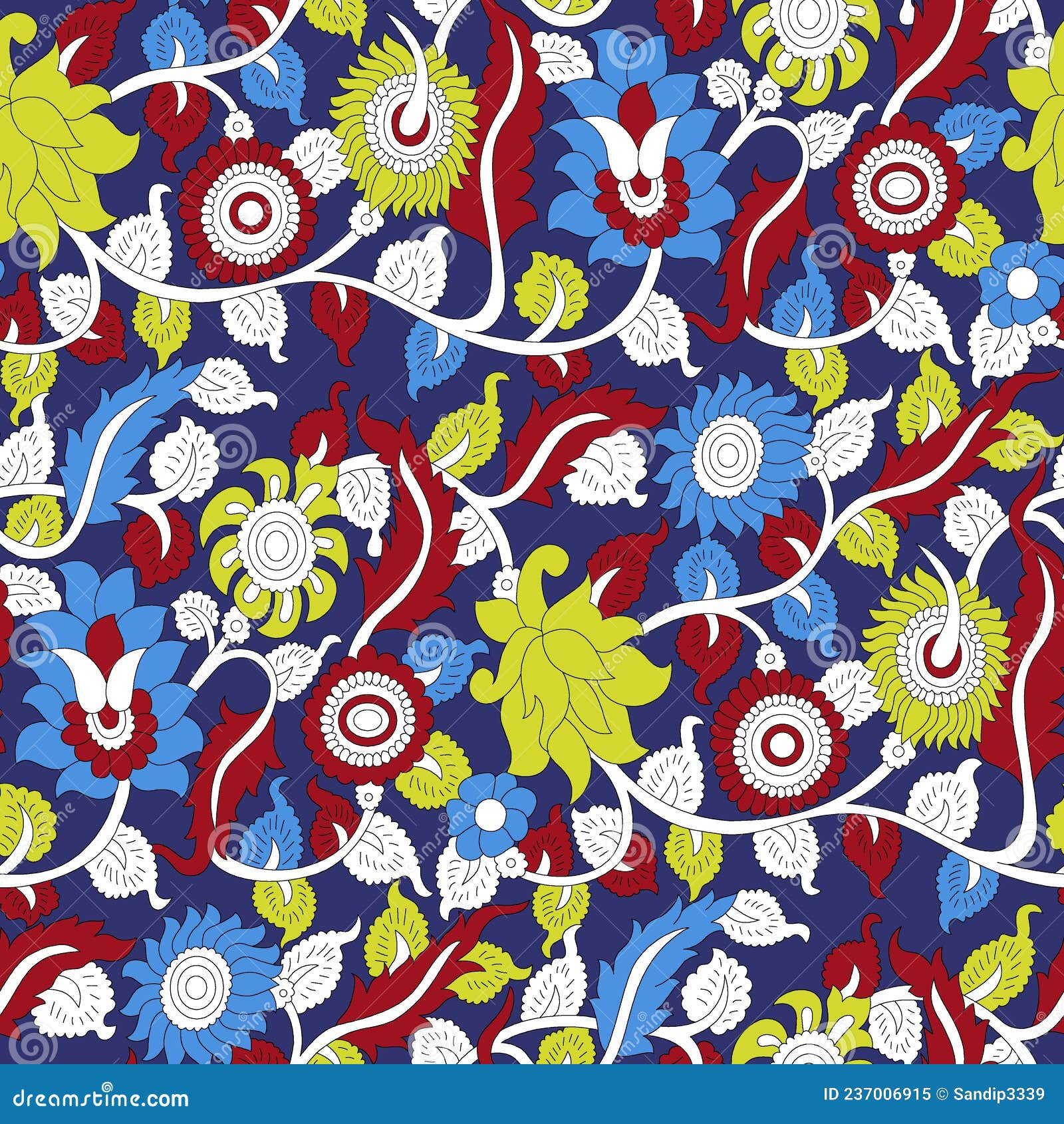 Kalamkari Block Print Seamless Pattern, Kalamkari, Block Print Seamless ...