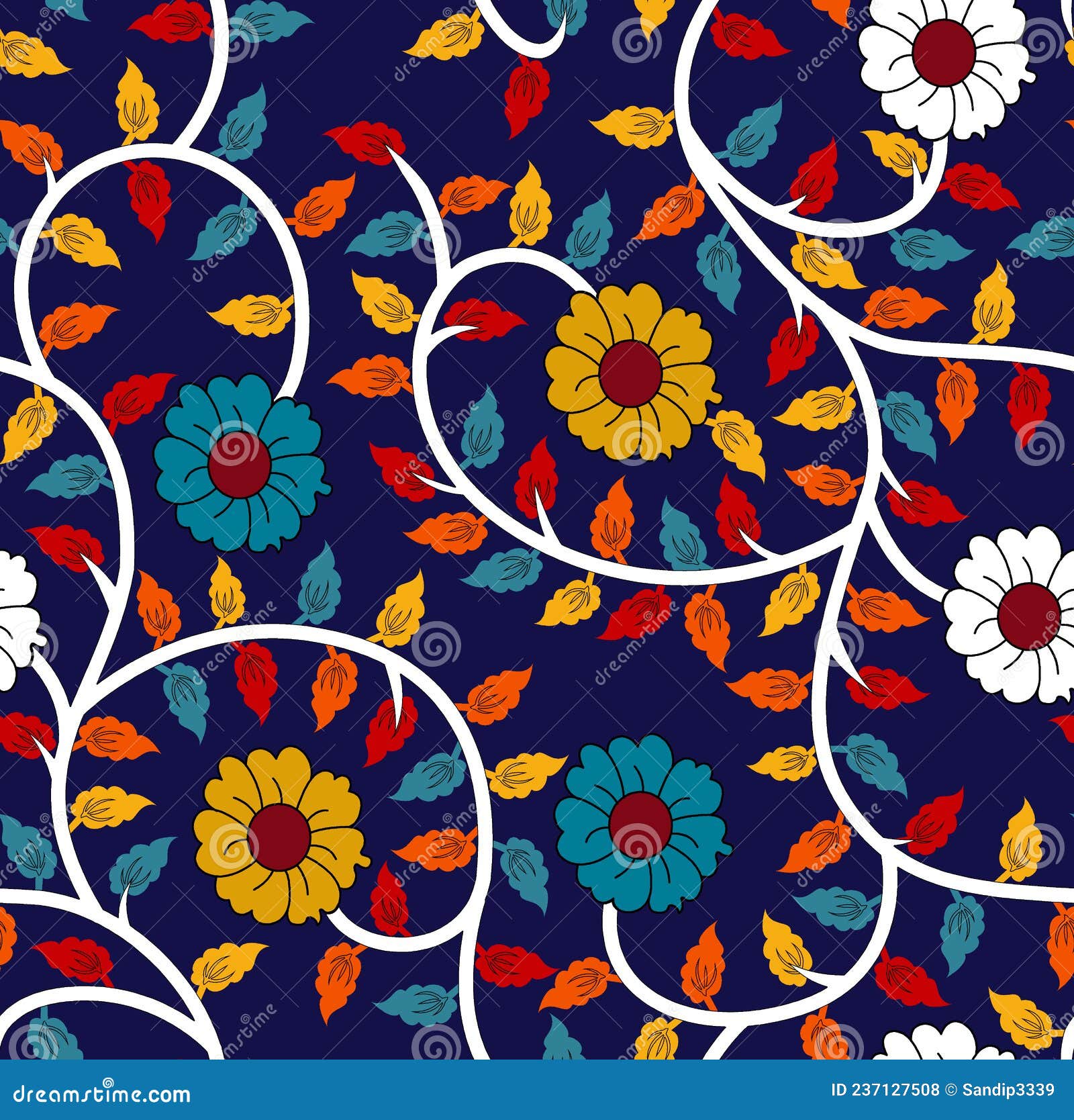 Kalamkari Block Print Seamless Pattern, Kalamkari, Block Print Seamless ...