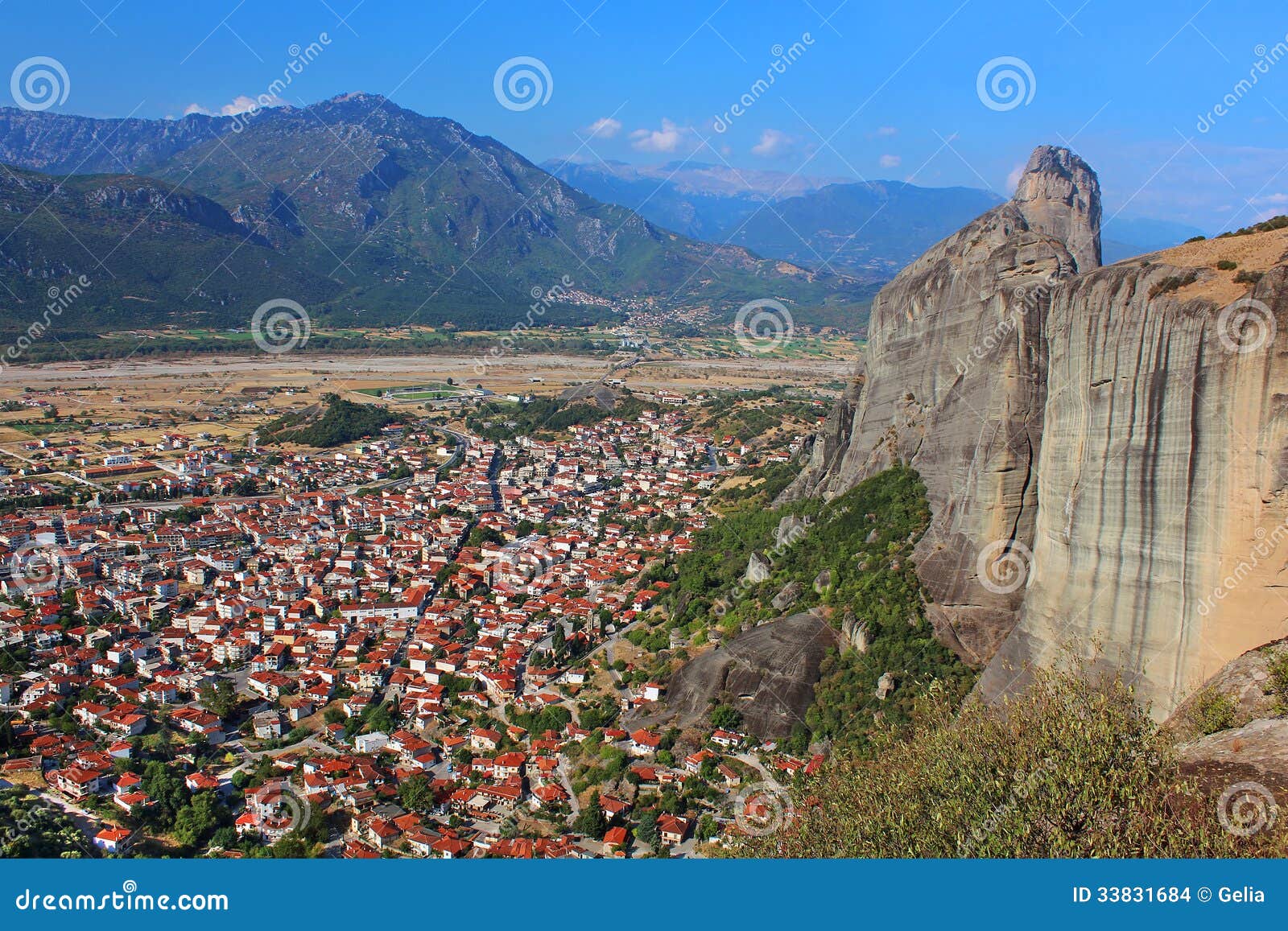 Kalampaka Town and the Rock Stock Photo - Image of monastery ...