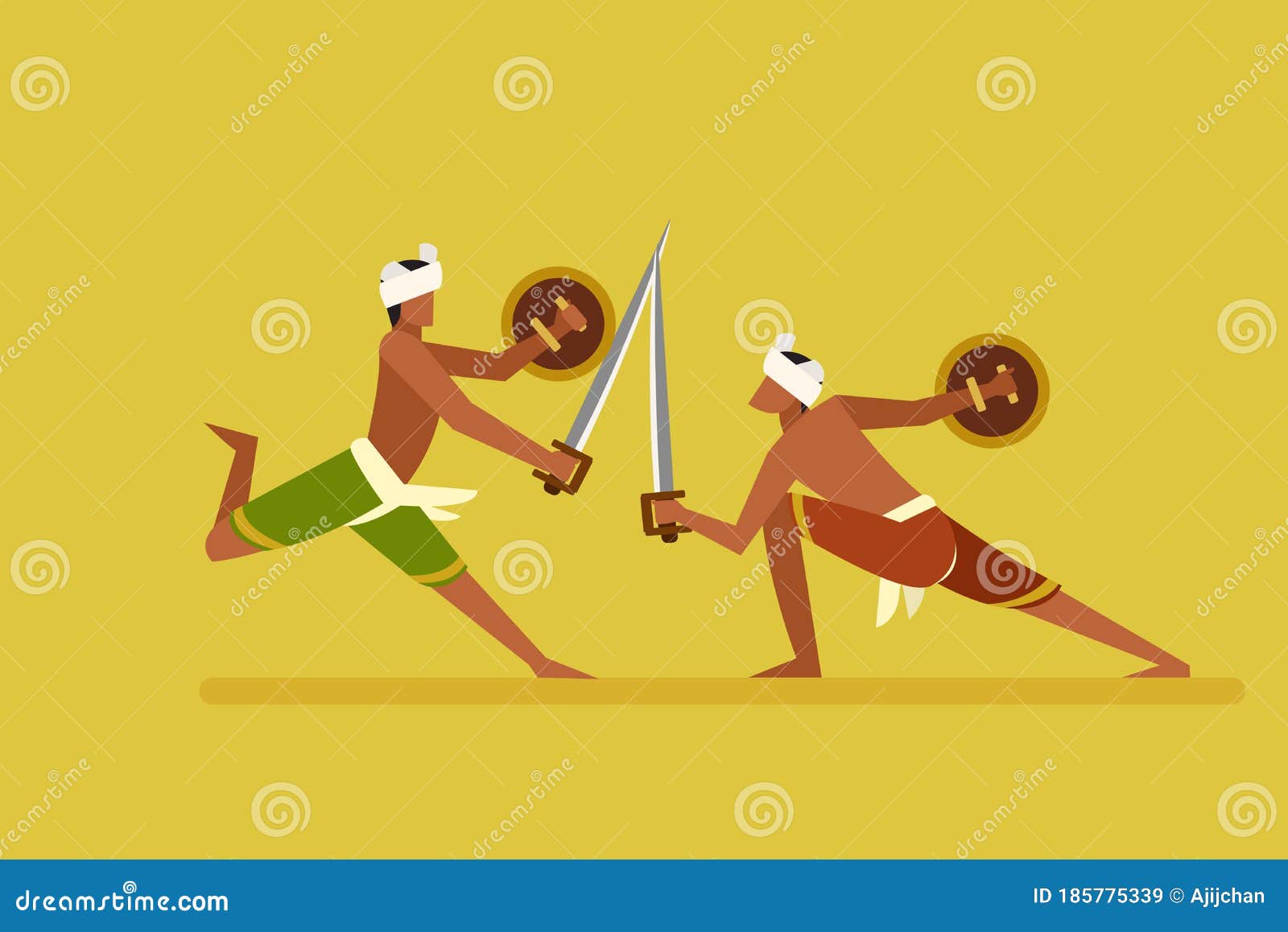 People Performing Indian Martial Art `Kalaripayattu` Stock Vector ...