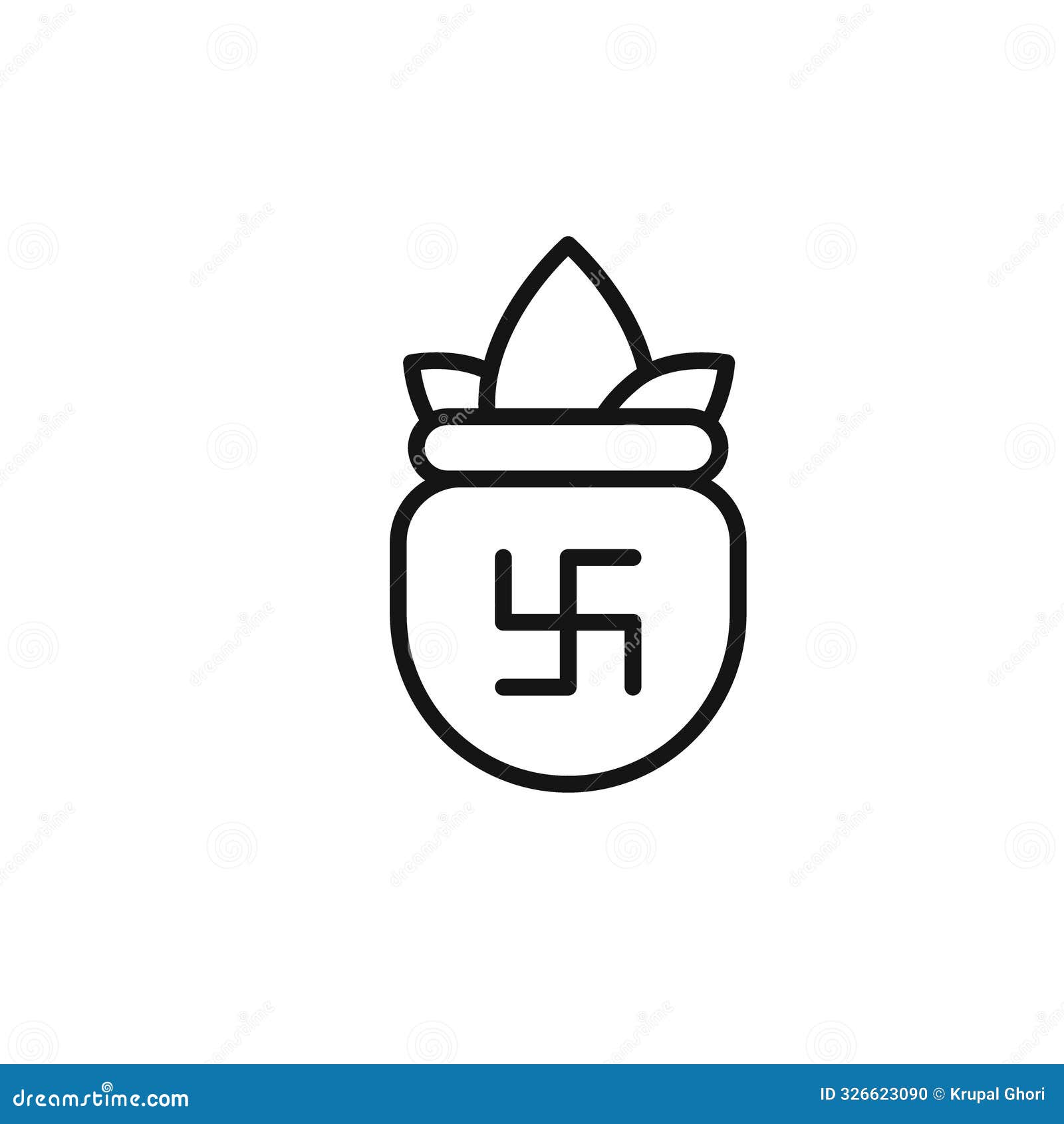 Kalash with Coconut Icon Outline Collection in Black Stock Vector ...