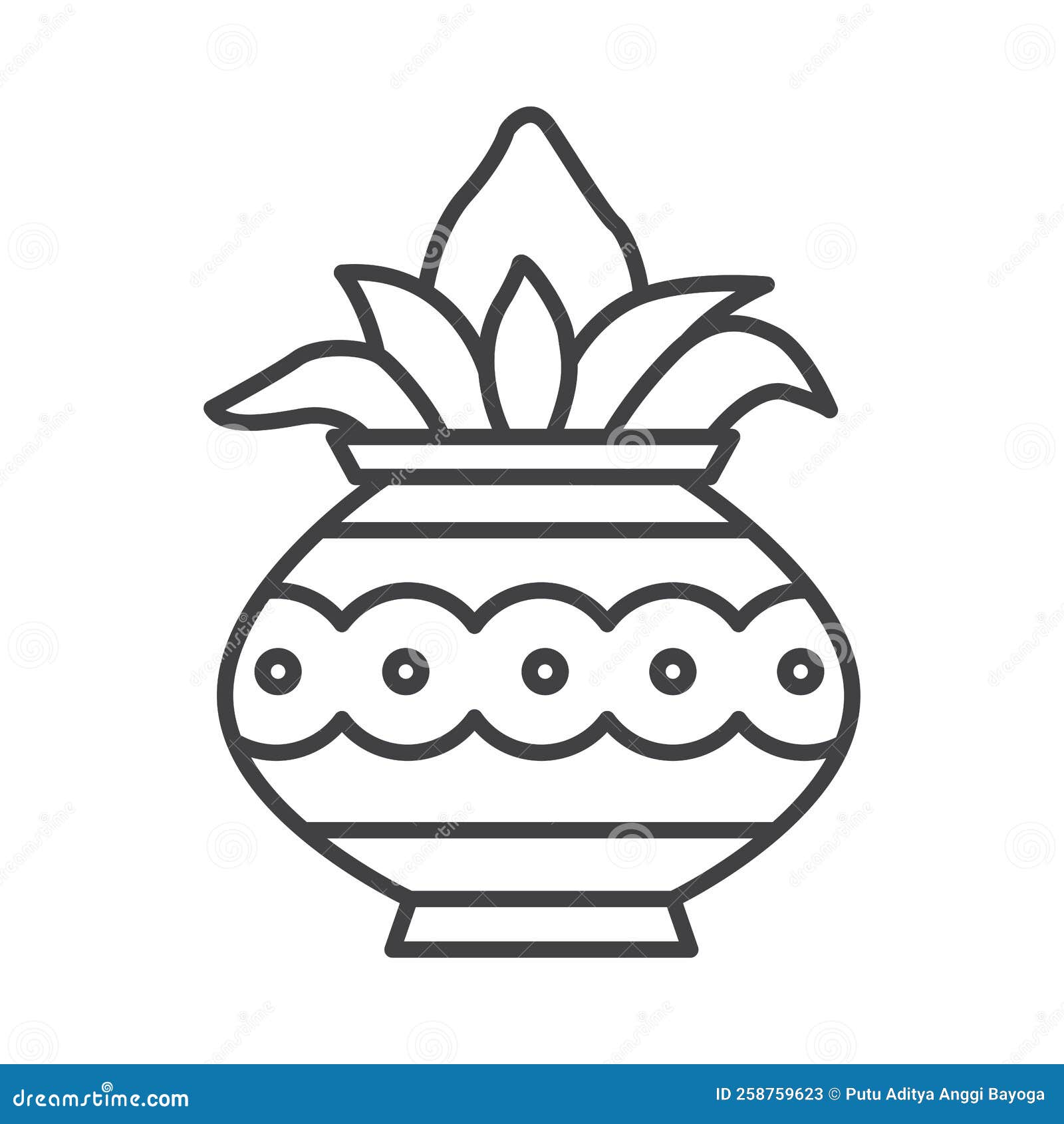 Thin line kalash stock vector. Illustration of asia - 258759623