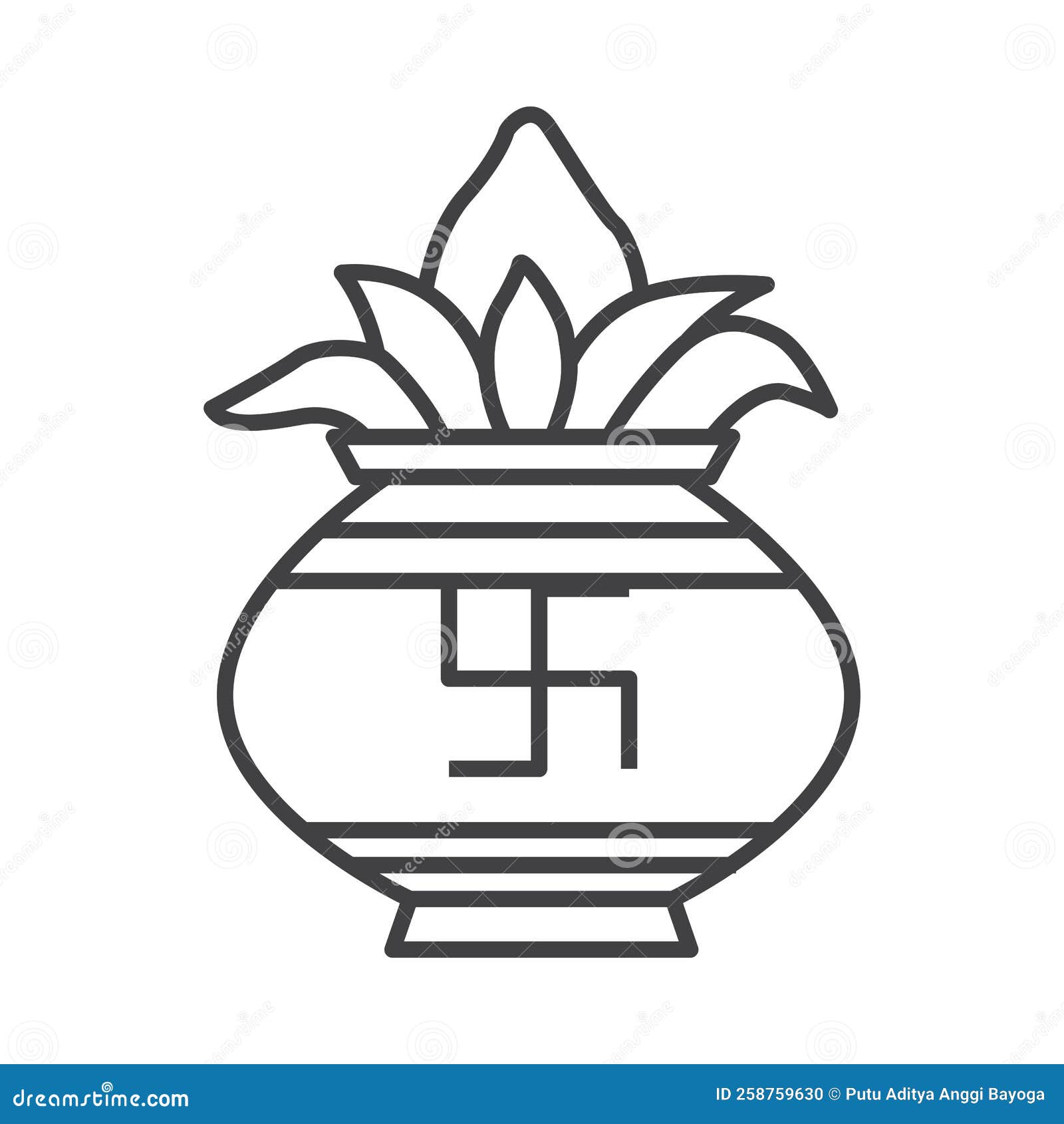 Thin line kalash stock vector. Illustration of design - 258759630