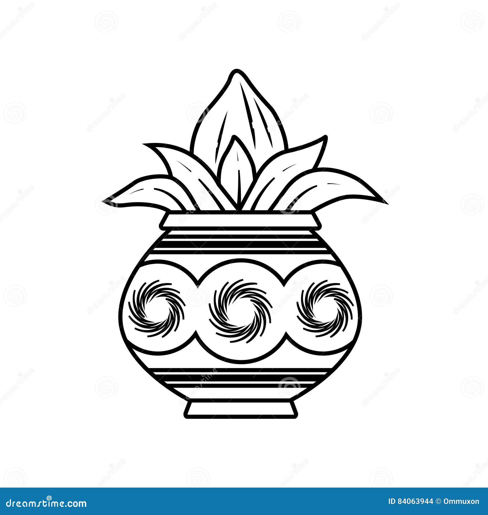 Puja Kalash Line Art