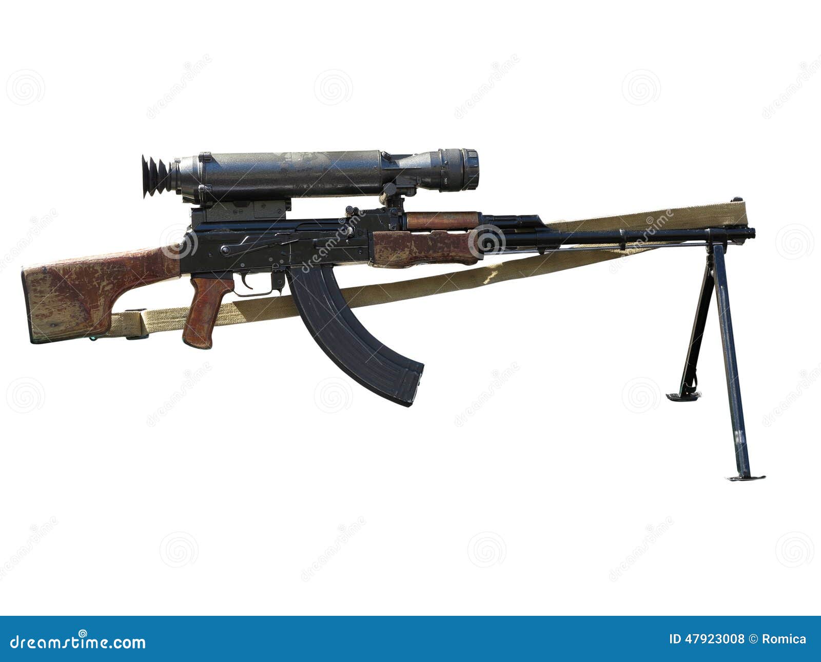 Kalashnikov AK Assault Rifle with Optical Sight Isolated on Whit Stock ...
