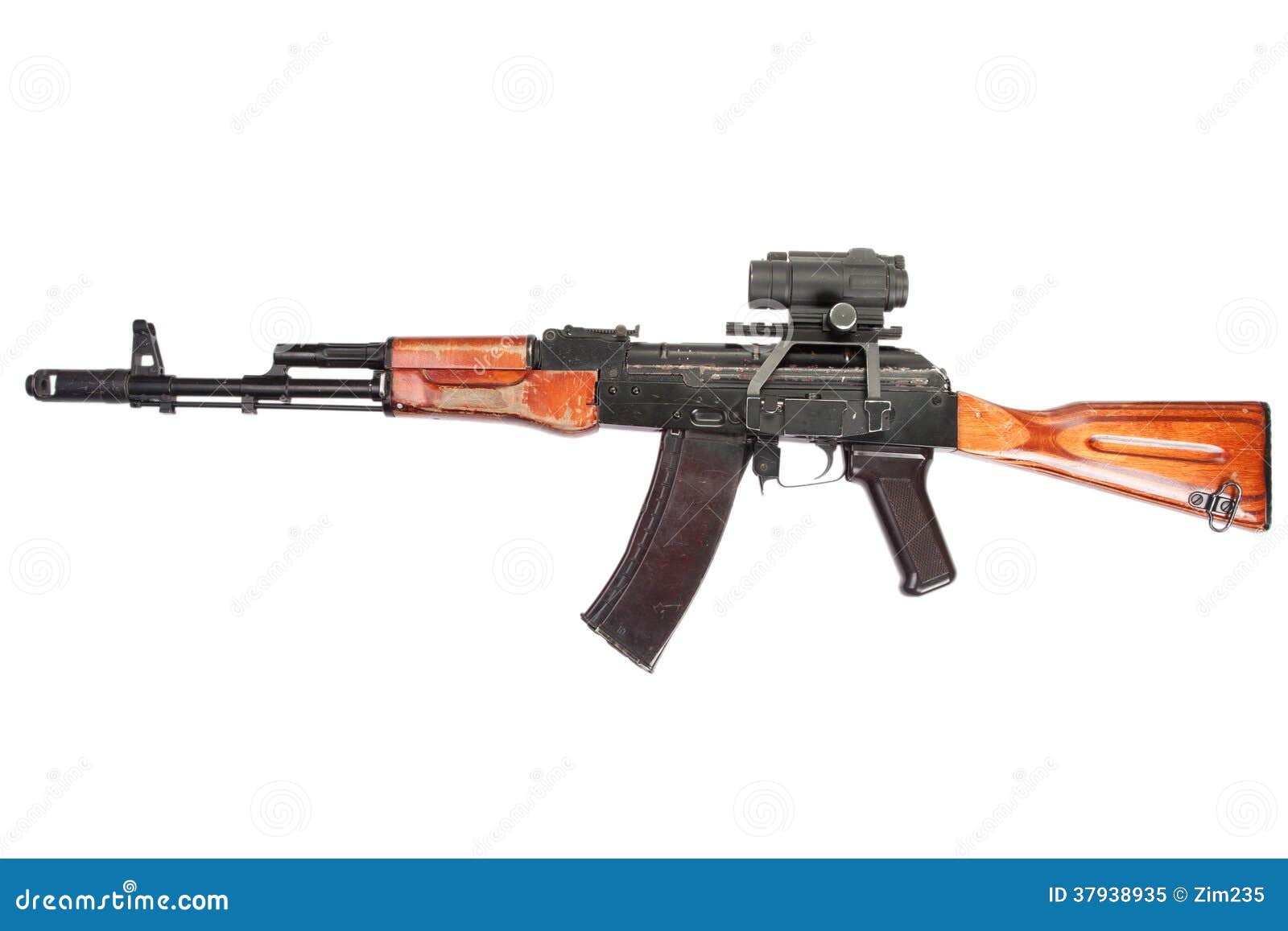 Kalashnikov AK Assault Rifle with Optical Sight Stock Image - Image of ...