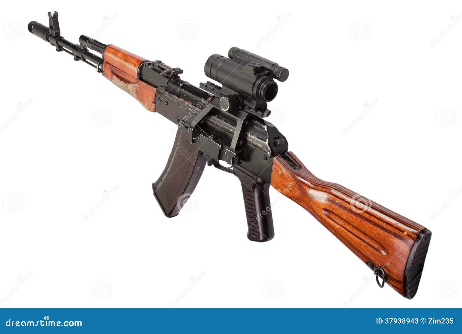 Kalashnikov AK Assault Rifle with Optical Sight Stock Image - Image of ...