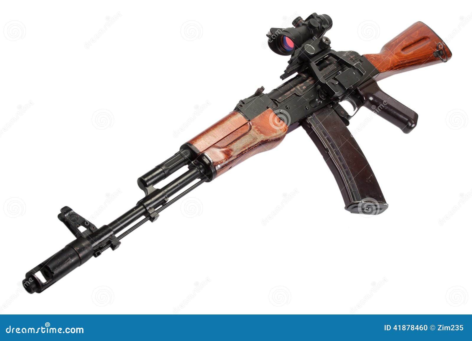 Kalashnikov AK Assault Rifle with Optical Sight Stock Photo - Image of ...