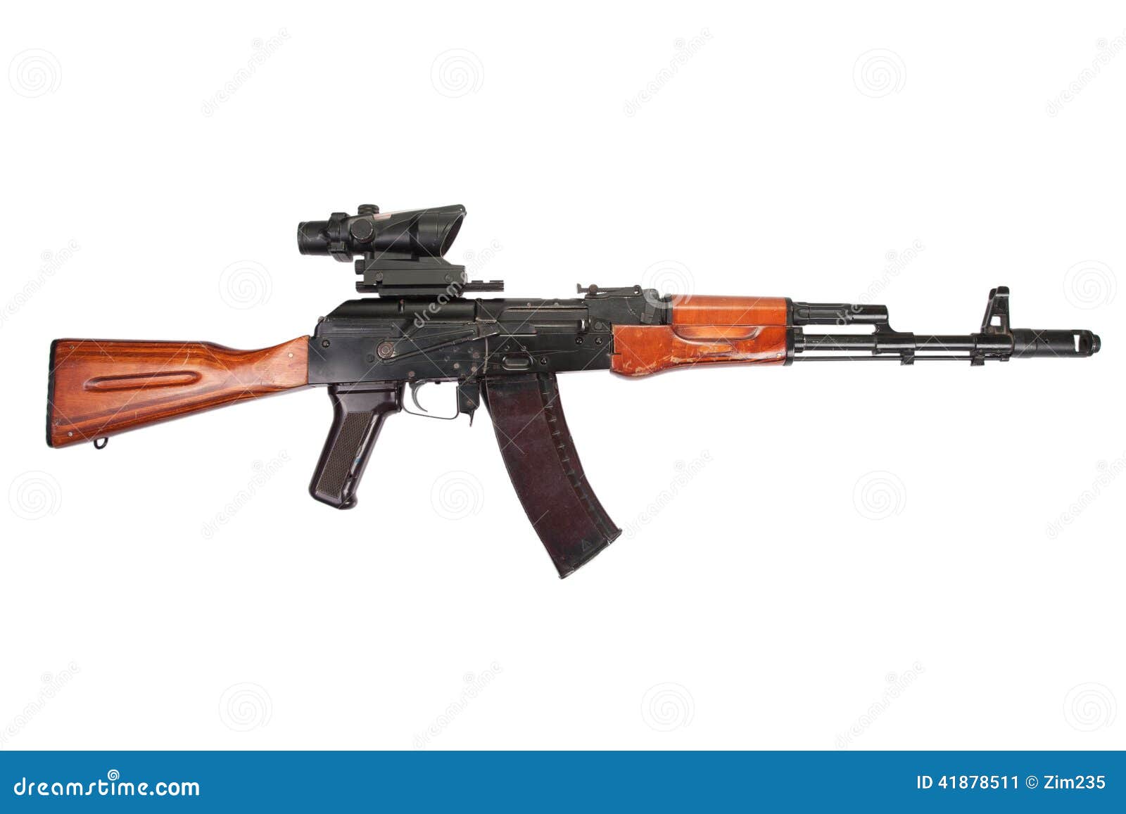 Kalashnikov AK Assault Rifle with Optical Sight Stock Image - Image of ...
