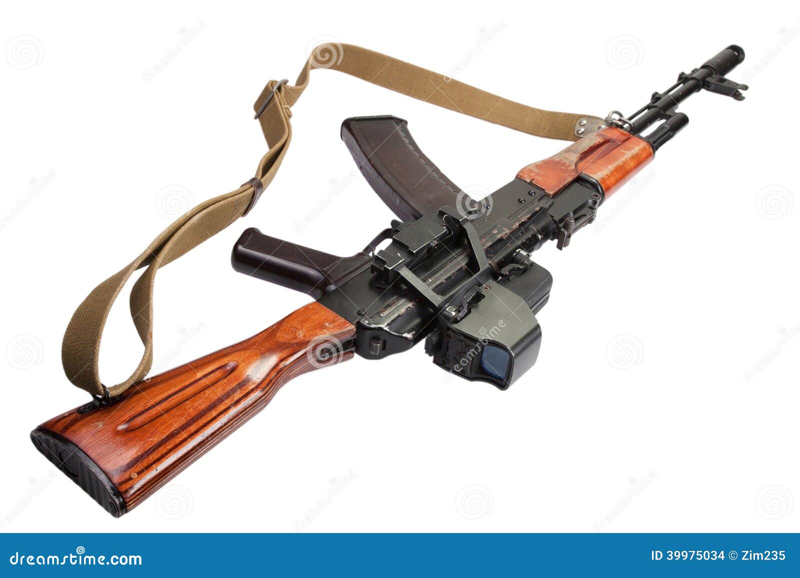 Kalashnikov AK Assault Rifle with Optical Sight on White Stock Photo ...