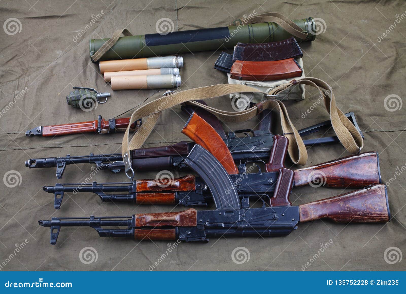 Kalashnikov AK 47 on Canvas Background Stock Photo - Image of security ...