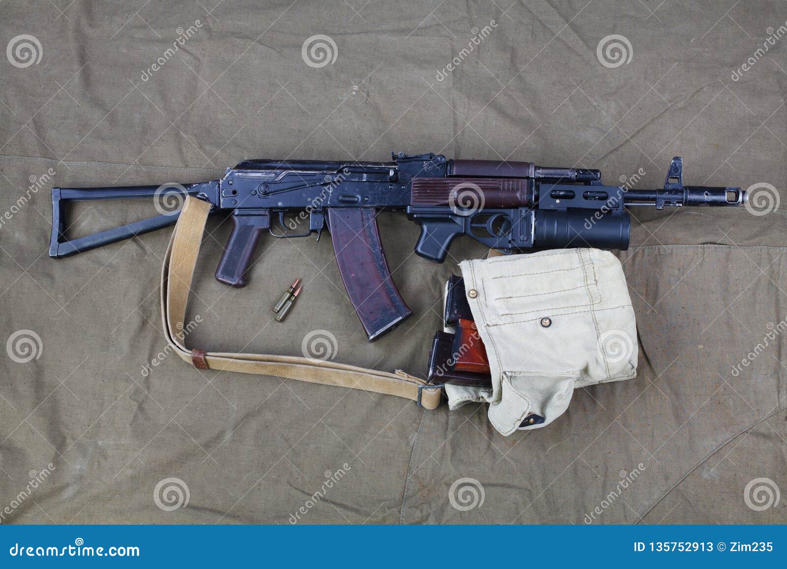 Kalashnikov AK on on Canvas Background Stock Image - Image of military ...