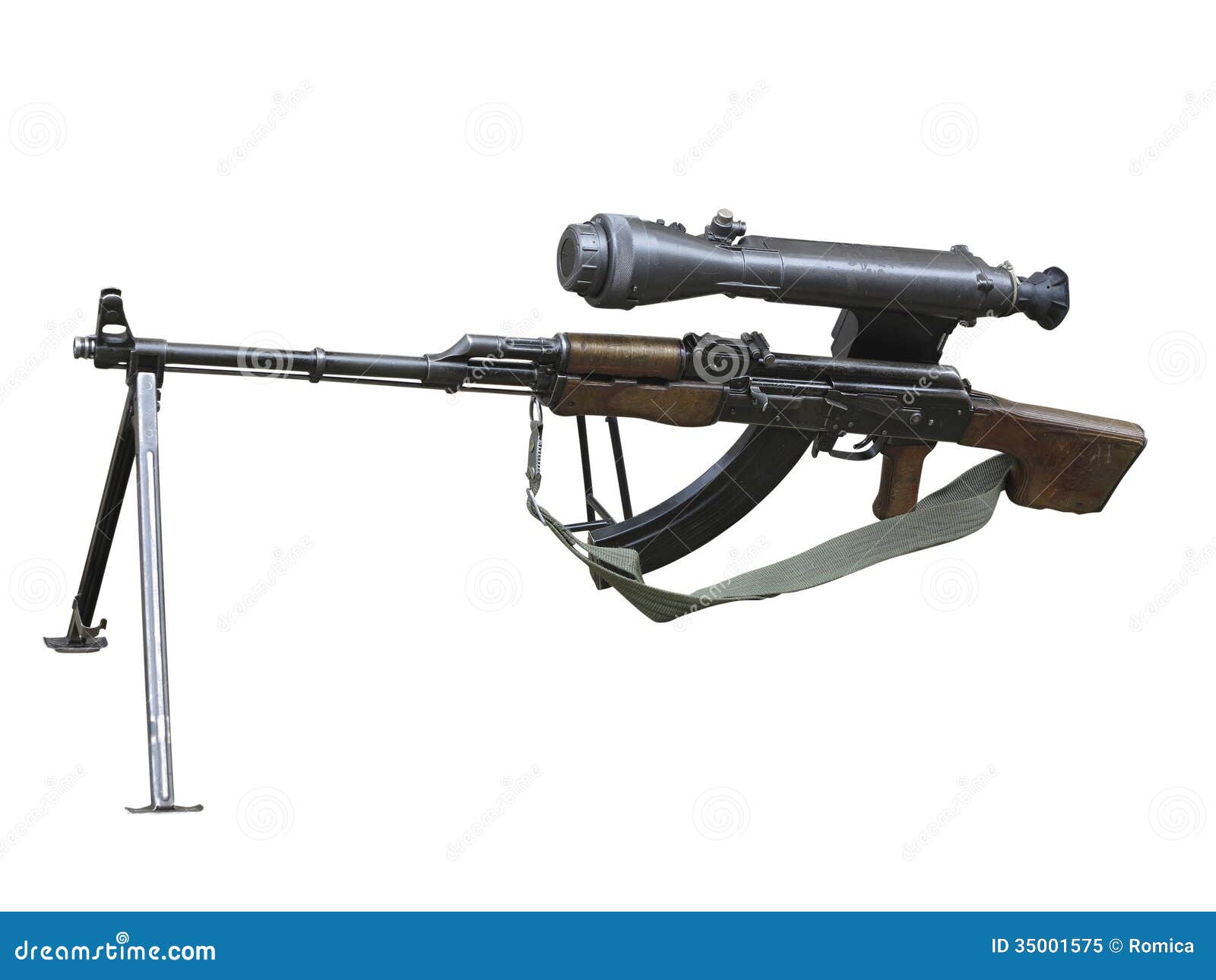 Kalashnikov AK Gun with Optical Sight Isolated Over White Stock Image ...