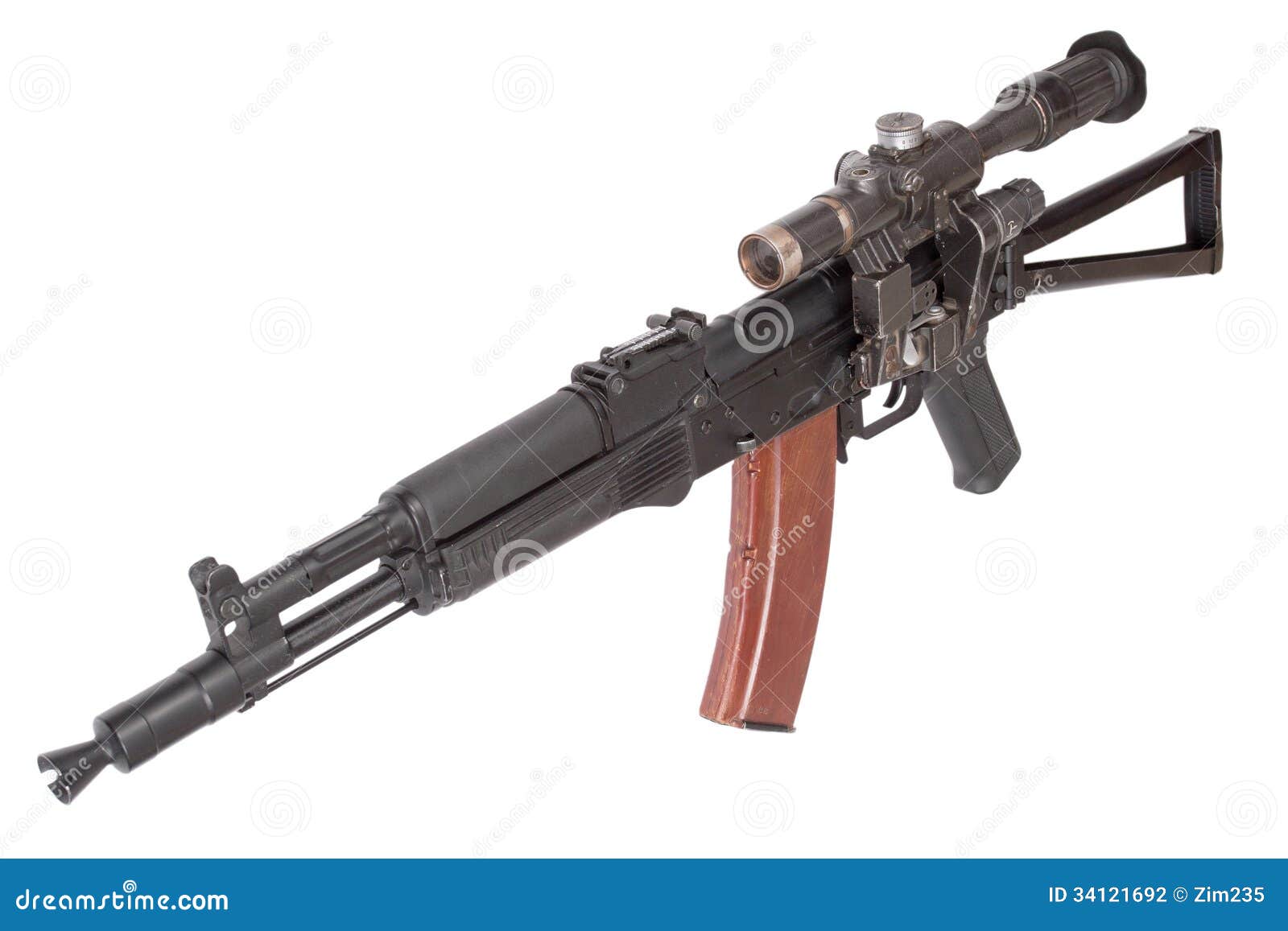 Kalashnikov AK with Optical Sight on White Stock Photo - Image of rifle ...