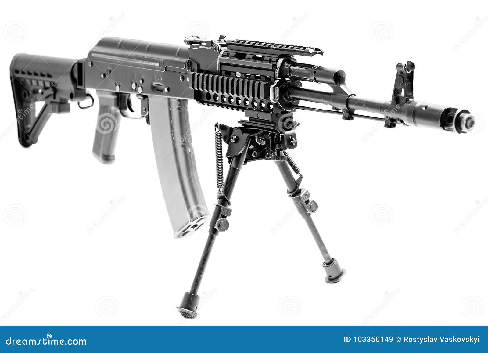 Kalashnikov assault rifle stock image. Image of bipod - 103350149