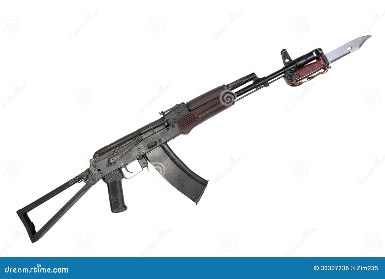 Kalashnikov Assault Rifle Aks-74 with Bayonet Isolated on a White ...