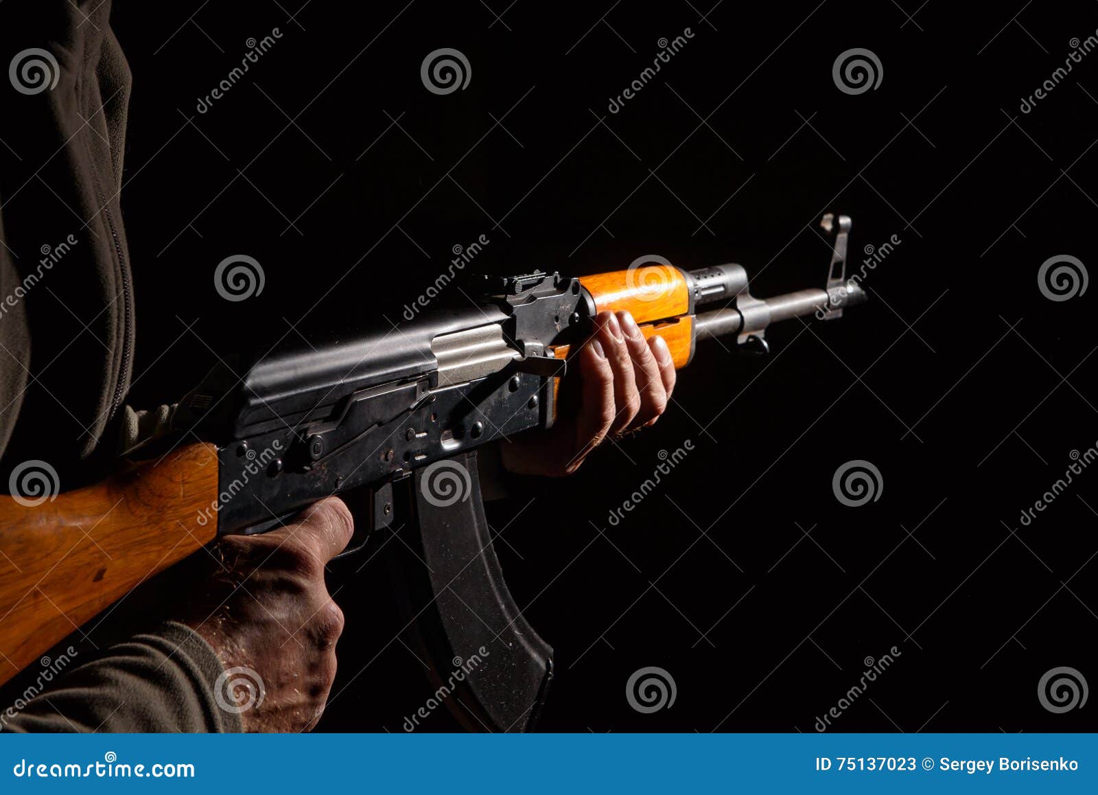 Kalashnikov Assault Rifle Close-up Stock Image - Image of caucasian ...
