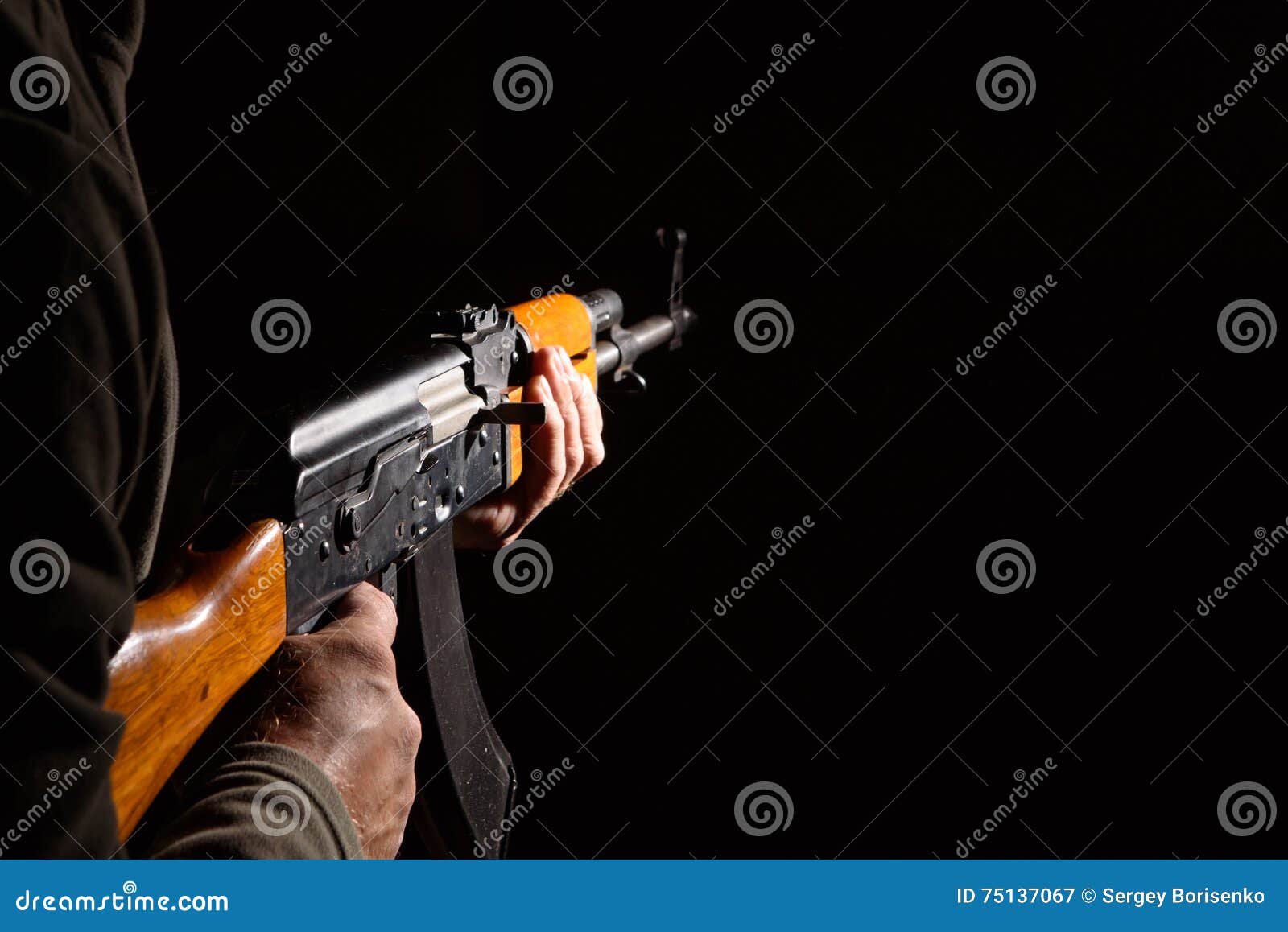 Kalashnikov Assault Rifle Close-up Stock Image - Image of light, green ...