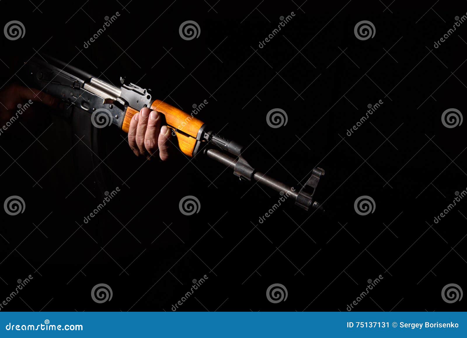 Kalashnikov Assault Rifle Close-up Stock Image - Image of night ...