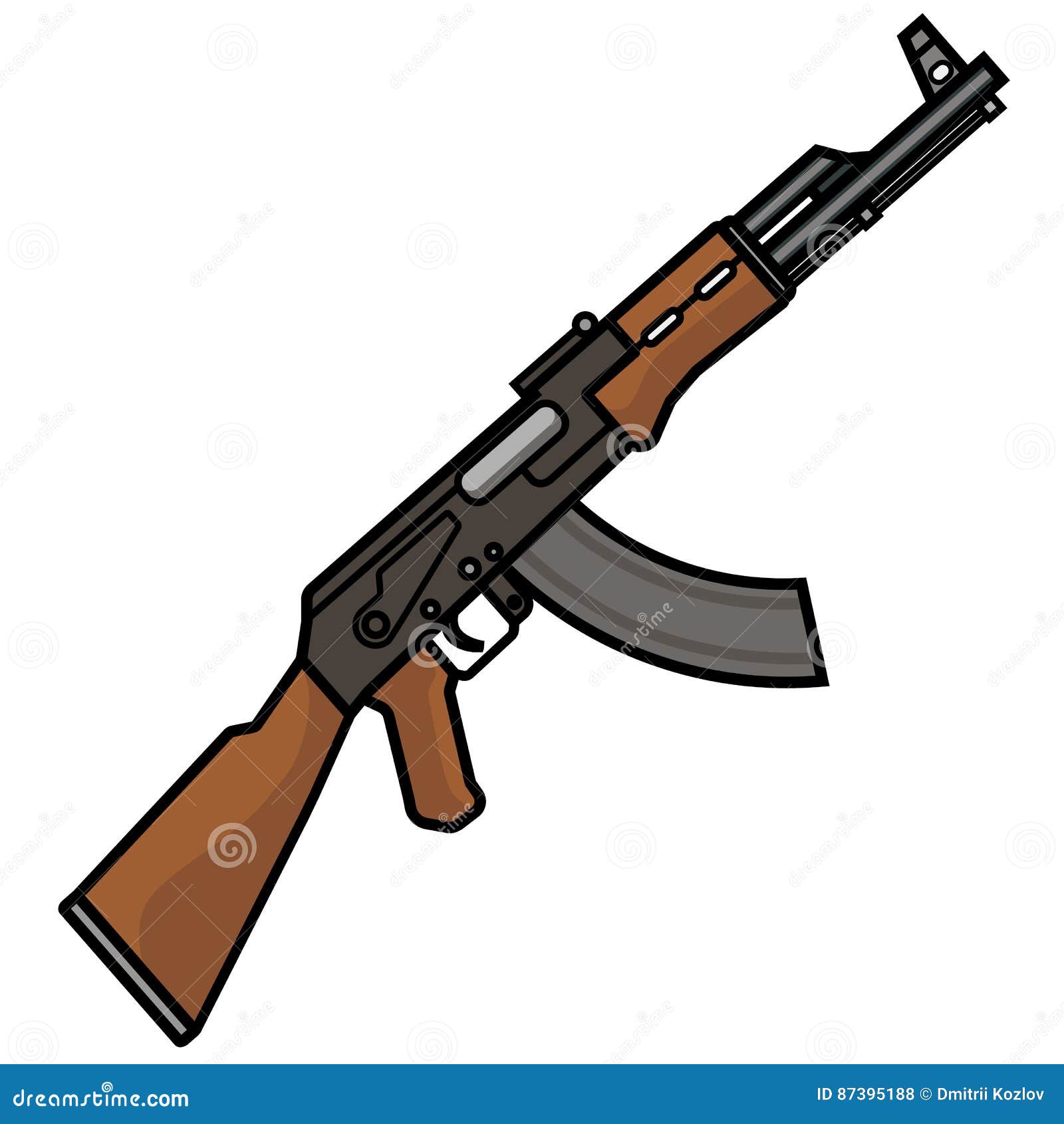 Kalashnikov Assault Rifle Silhouette Isolated On White Background ...