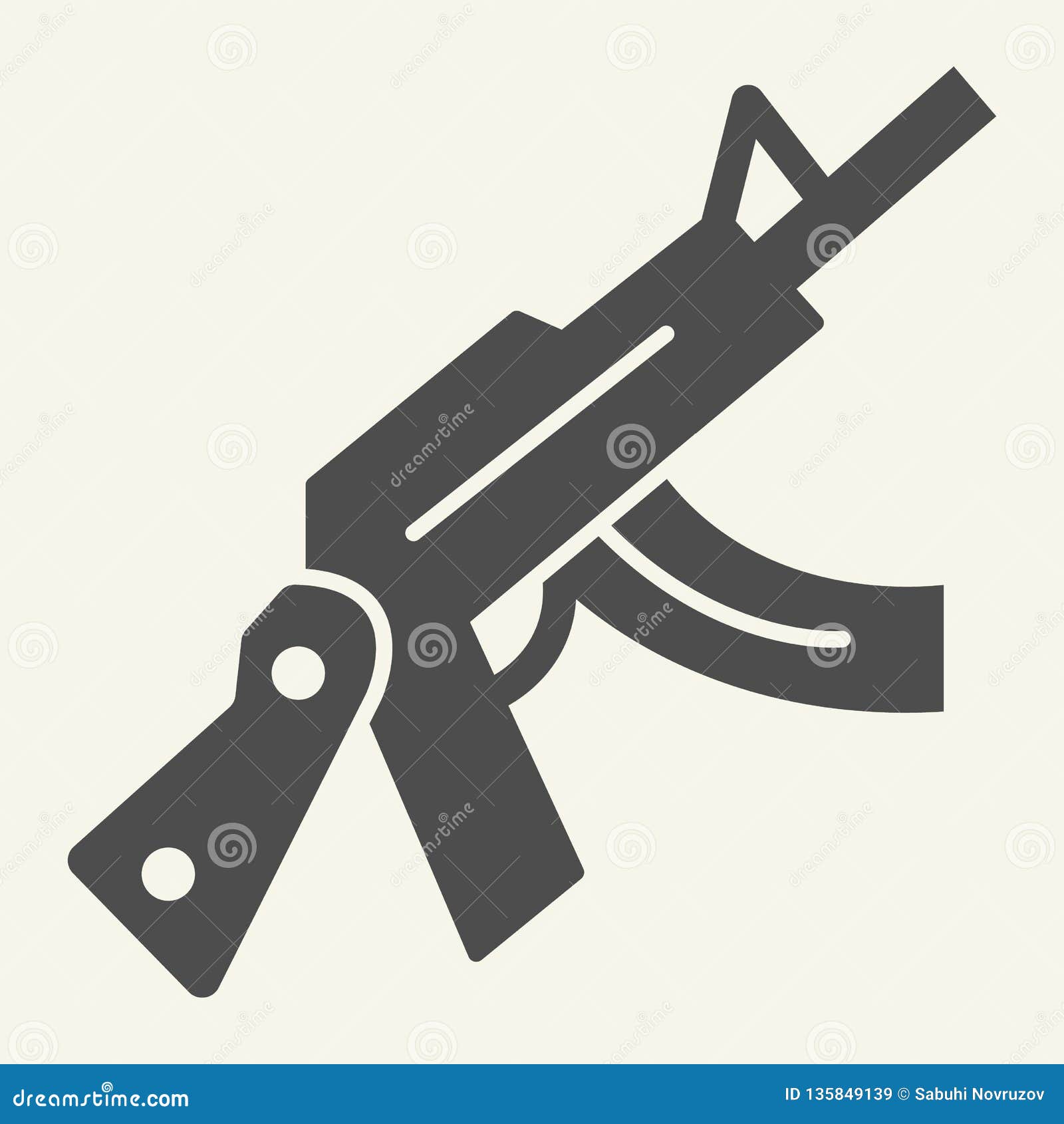 Kalashnikov Assault Rifle Solid Icon. Automatic Gun Vector Illustration ...