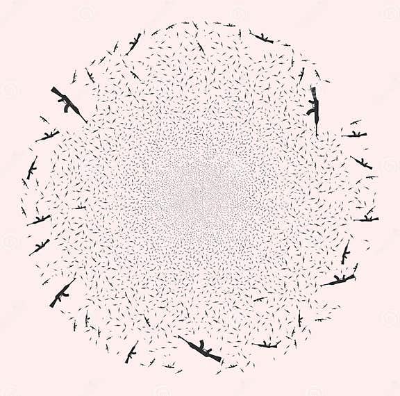 Kalashnikov Gun Icon Collage Exploding Spheric Cluster Stock Vector ...