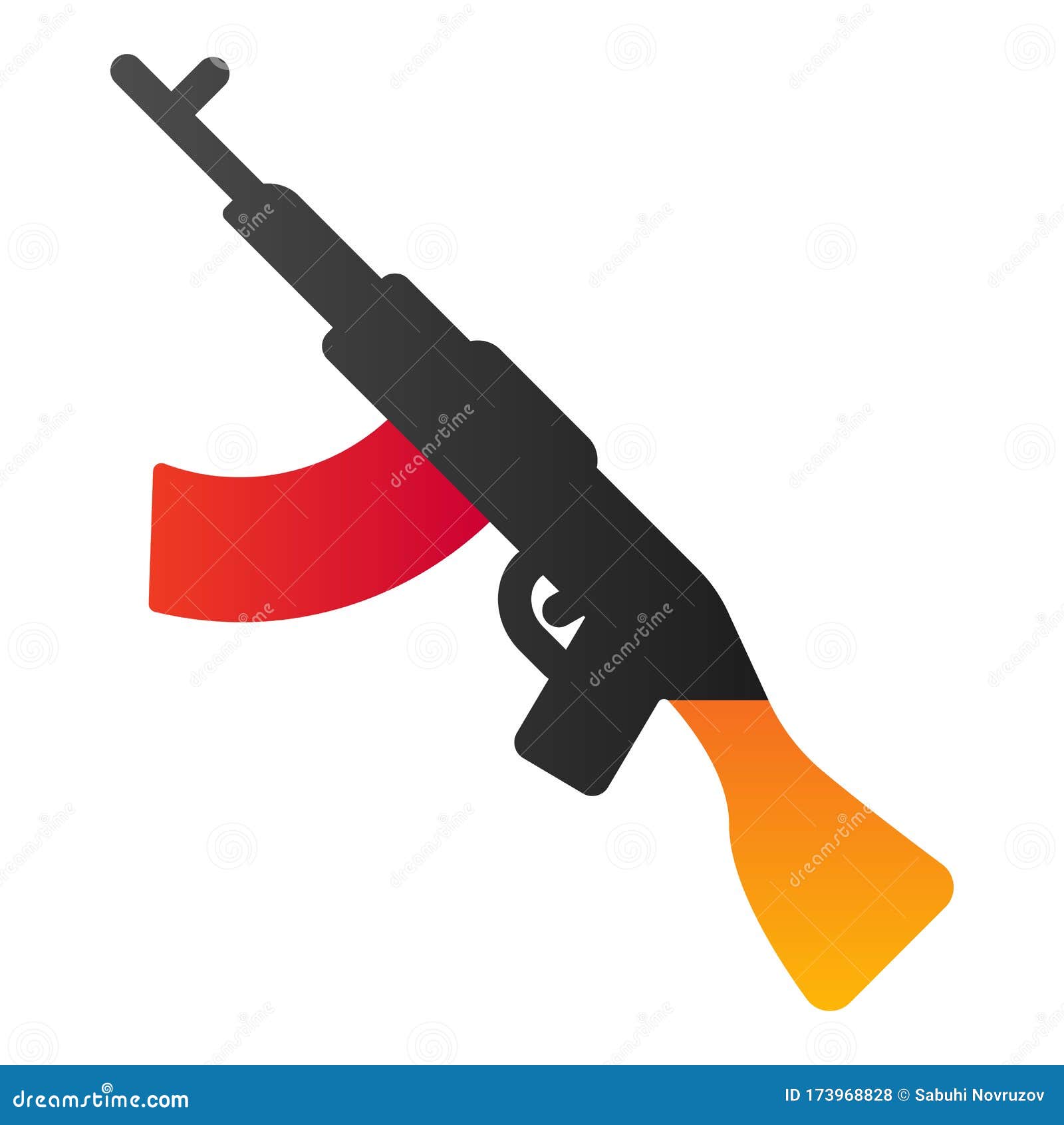 Kalashnikov Machine Gun Flat Icon. Ak47 Vector Illustration Isolated on ...