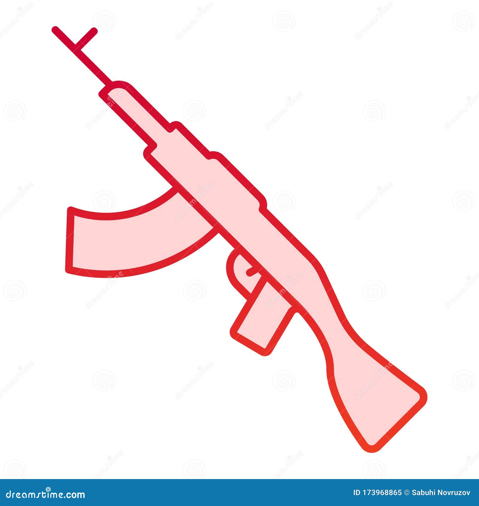 Kalashnikov Machine Gun Flat Icon. Ak47 Vector Illustration Isolated on ...