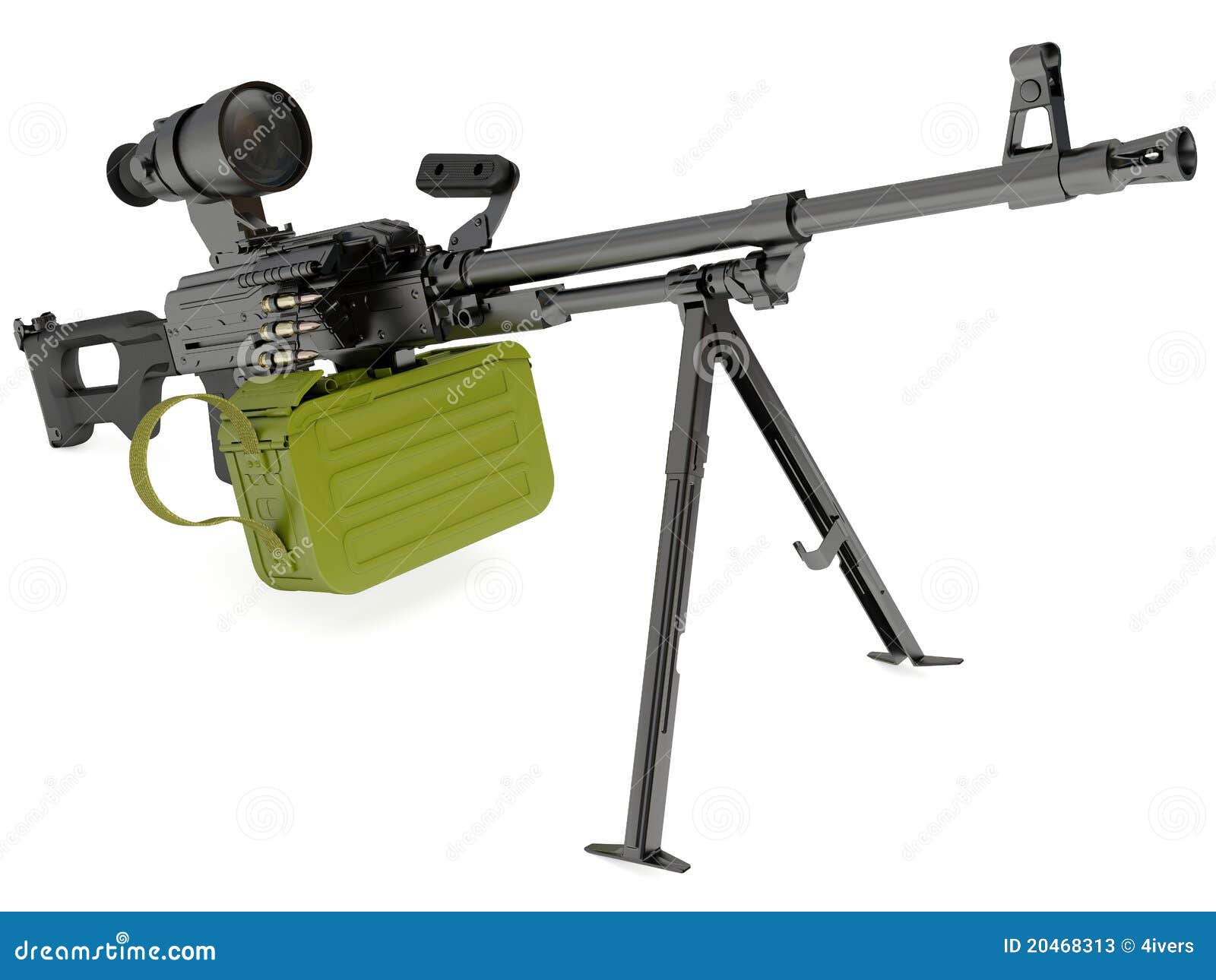 Kalashnikov Modernized Machine Gun with Night Sigh Stock Illustration ...