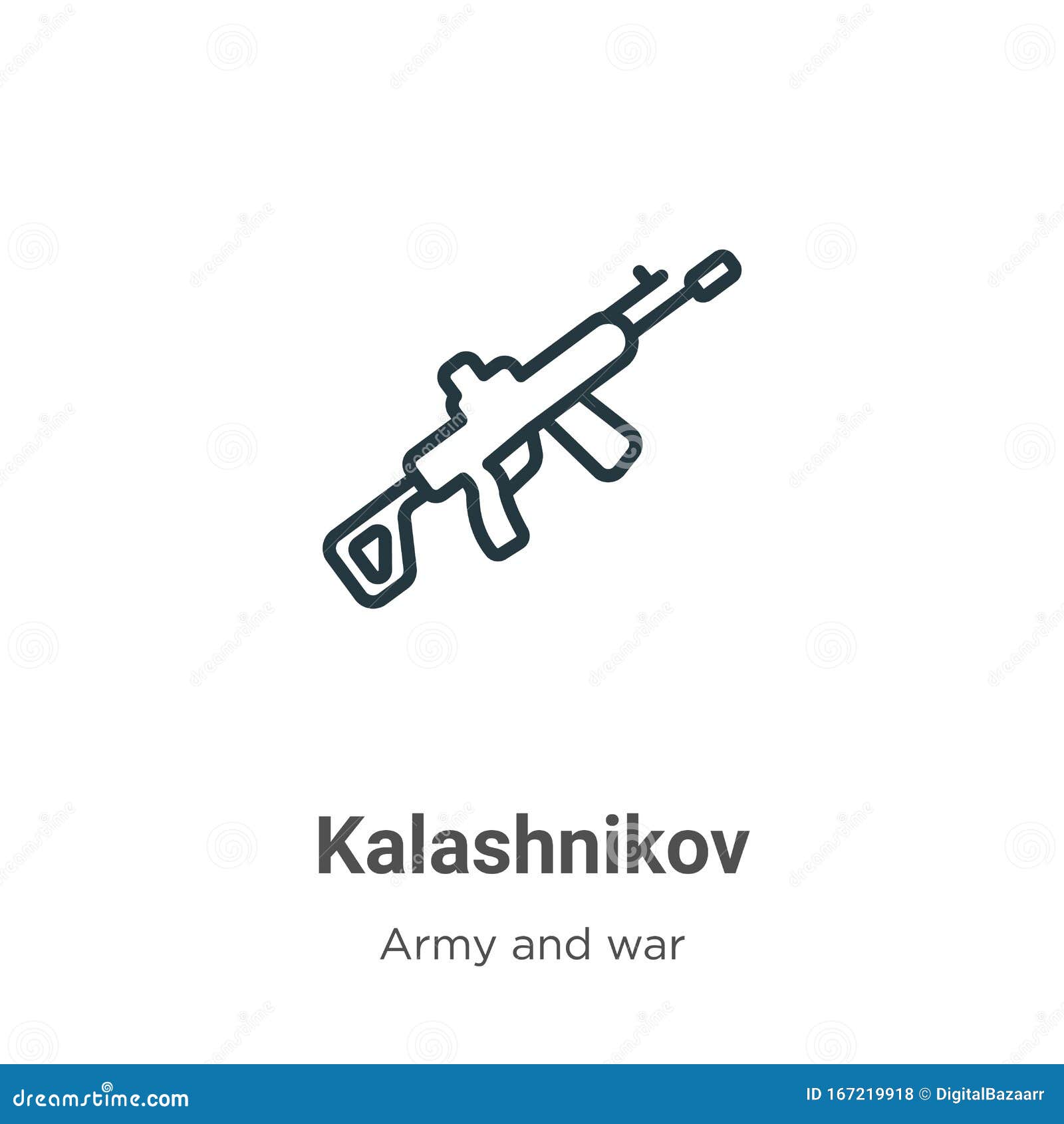 Kalashnikov Outline Vector Icon. Thin Line Black Kalashnikov Icon, Flat ...
