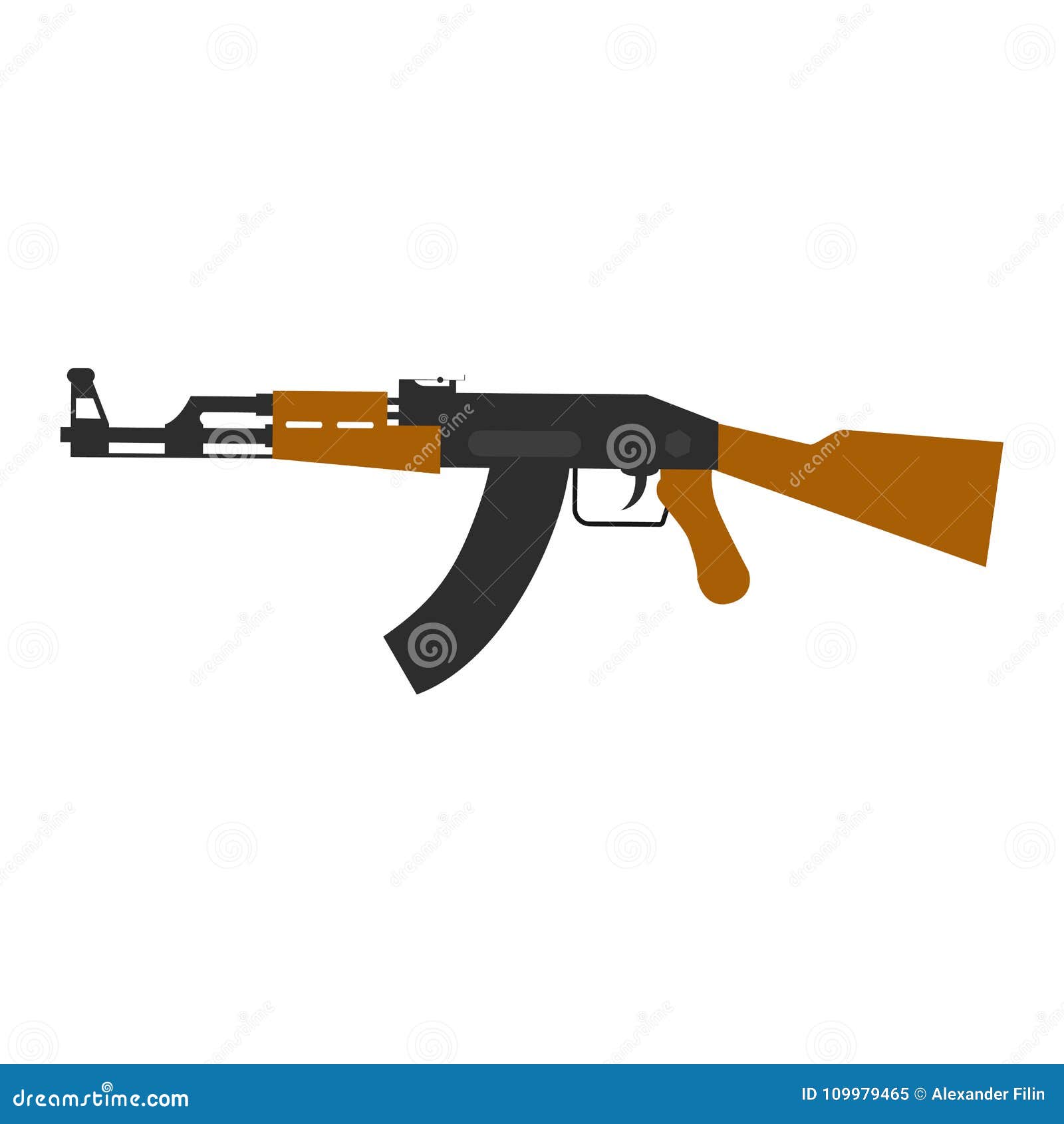 Kalashnikov`s Automatic Machine in a Flat Design. AK-47 on Isolated ...