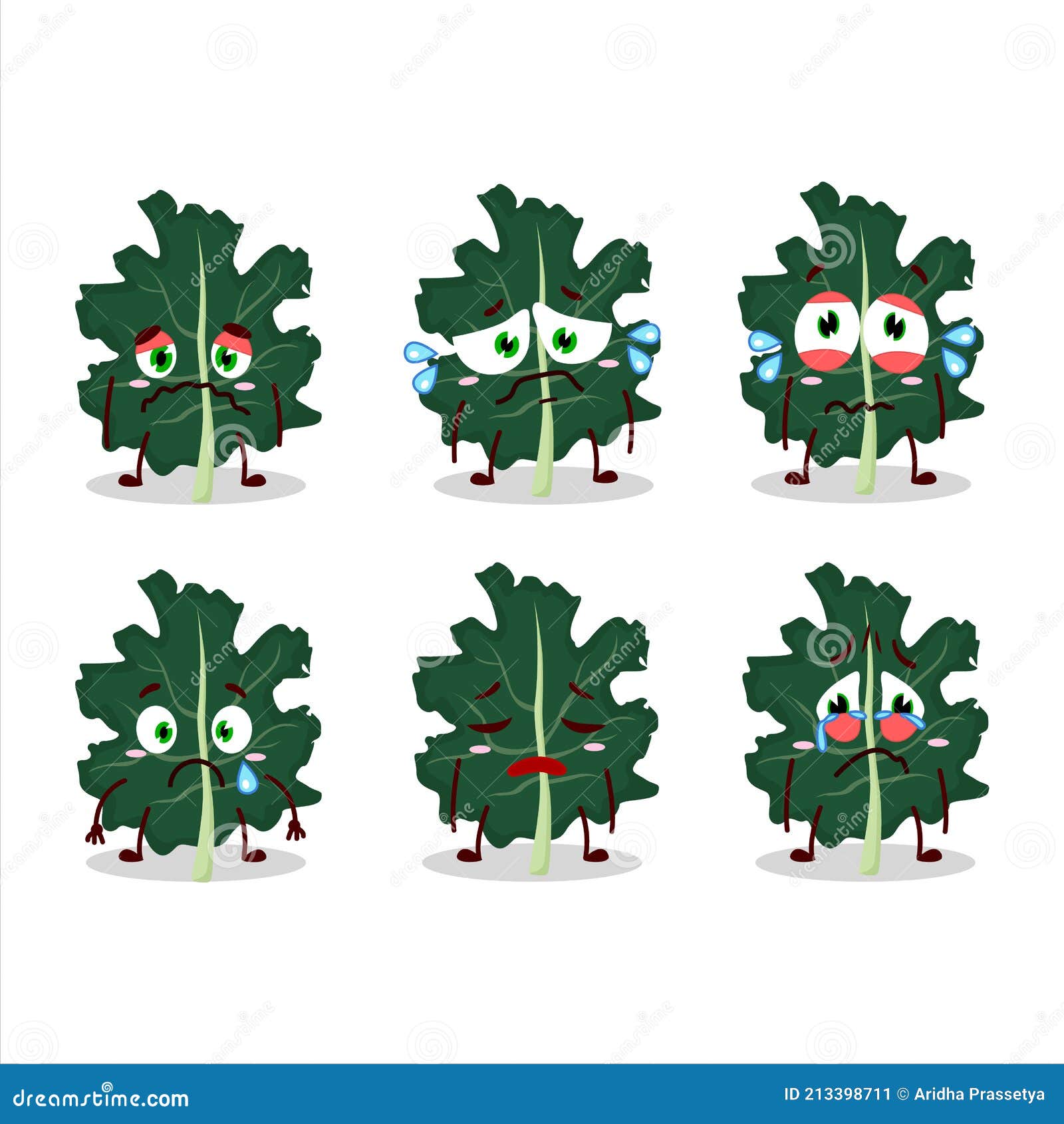 Kale Cartoon in Character with Sad Expression Stock Vector ...