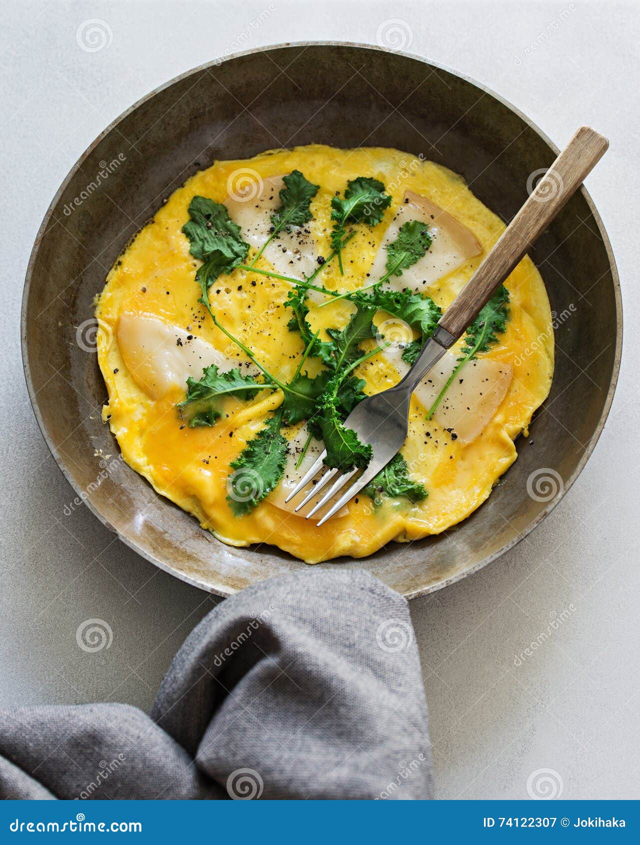 Kale and cheese omelette stock image. Image of natural - 74122307