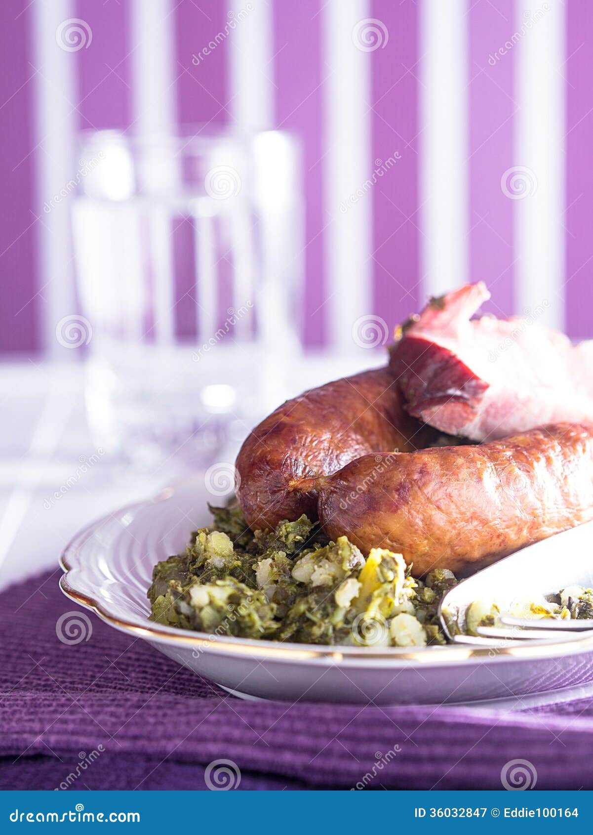 Kale with sausage stock image. Image of lower, saxony - 36032847