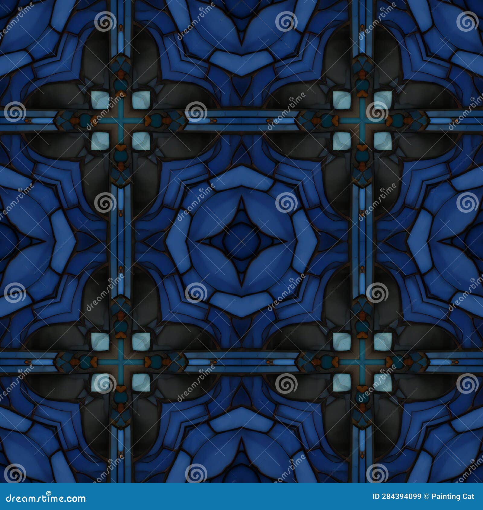 Kaleidoscope Abstract Background, Seamless Pattern, Based on Stained ...