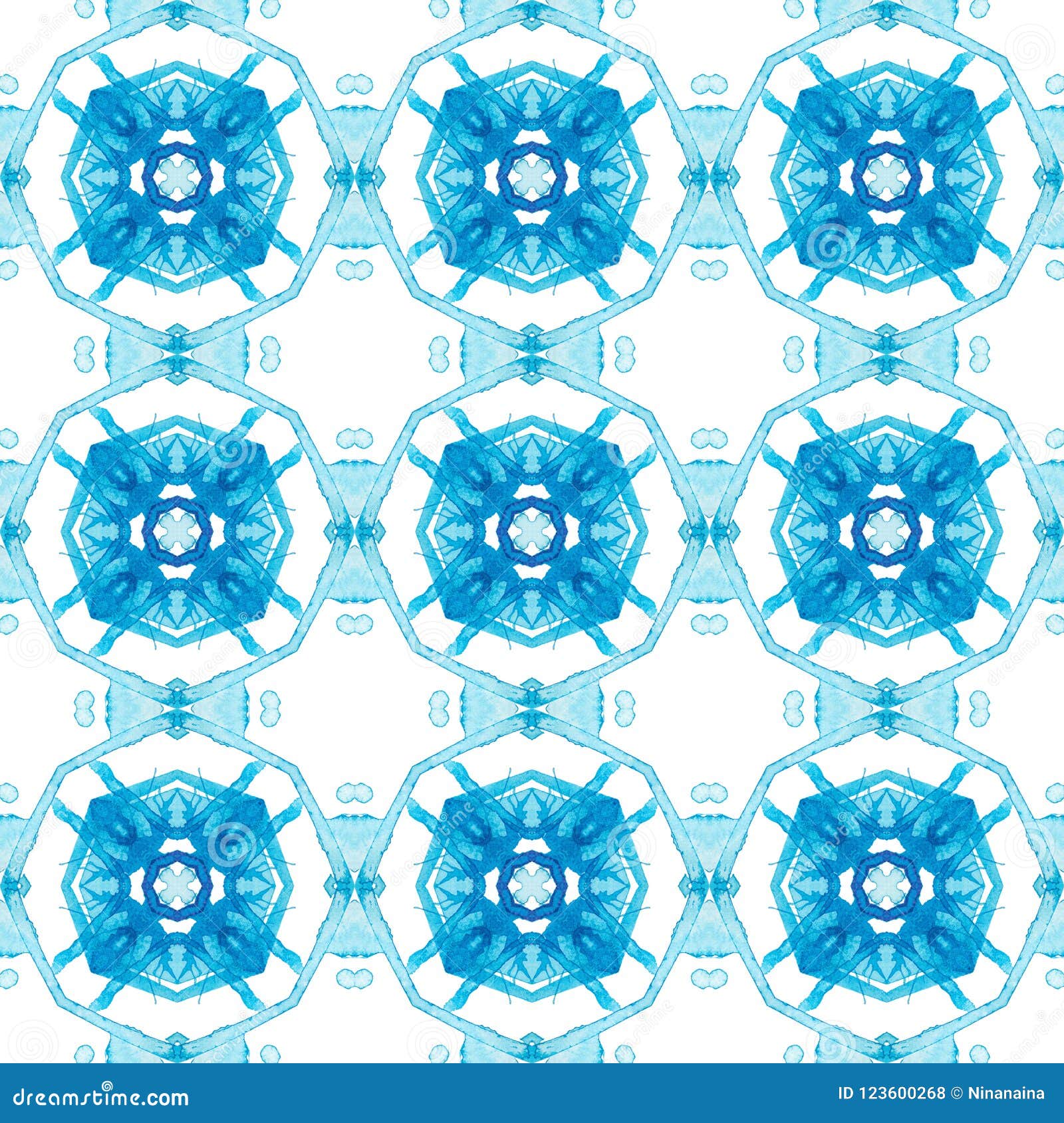 Kaleidoscope Blue Geometric Pattern Stock Illustration - Illustration ...