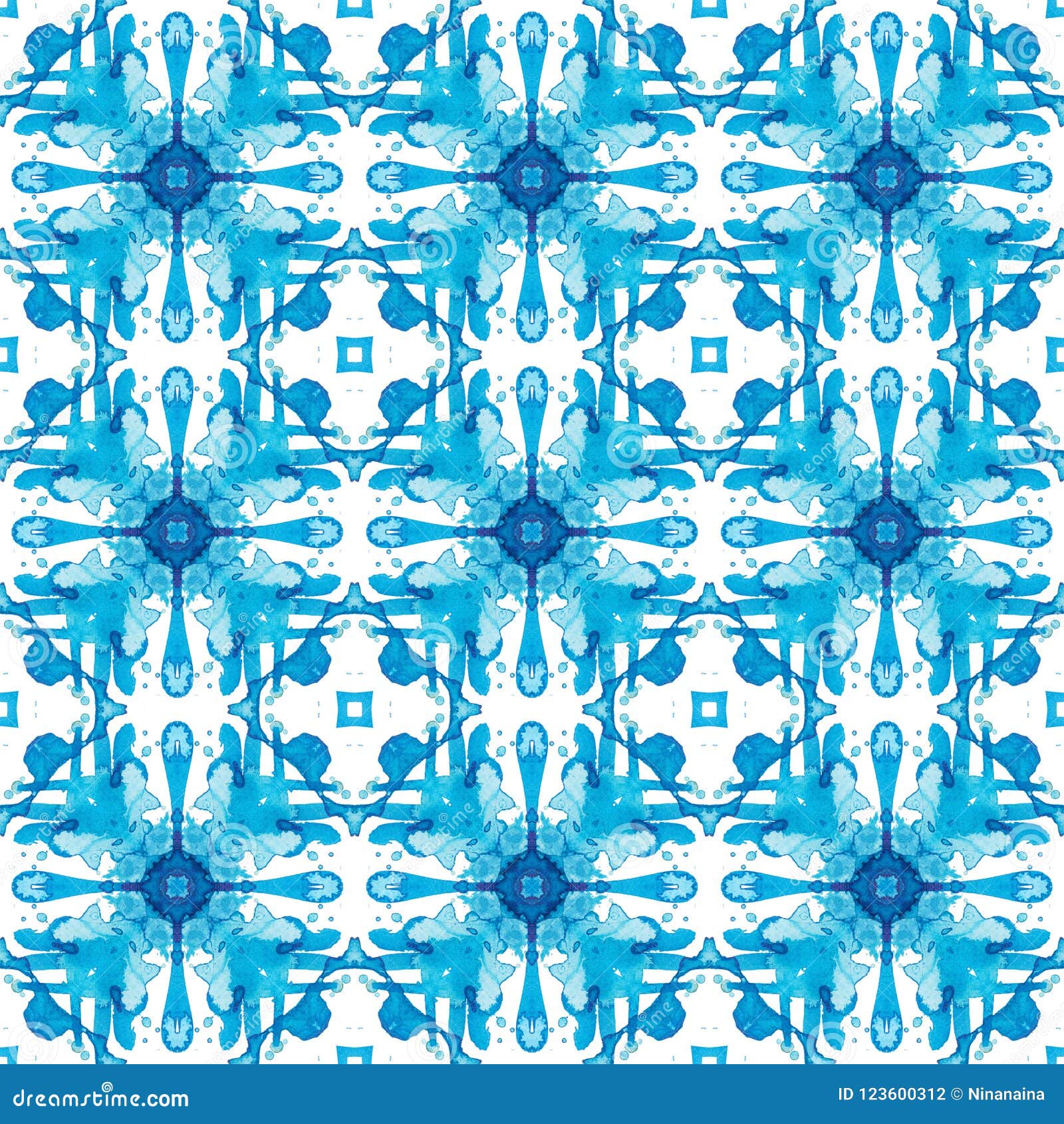 Kaleidoscope Blue Geometric Pattern Stock Illustration - Illustration ...