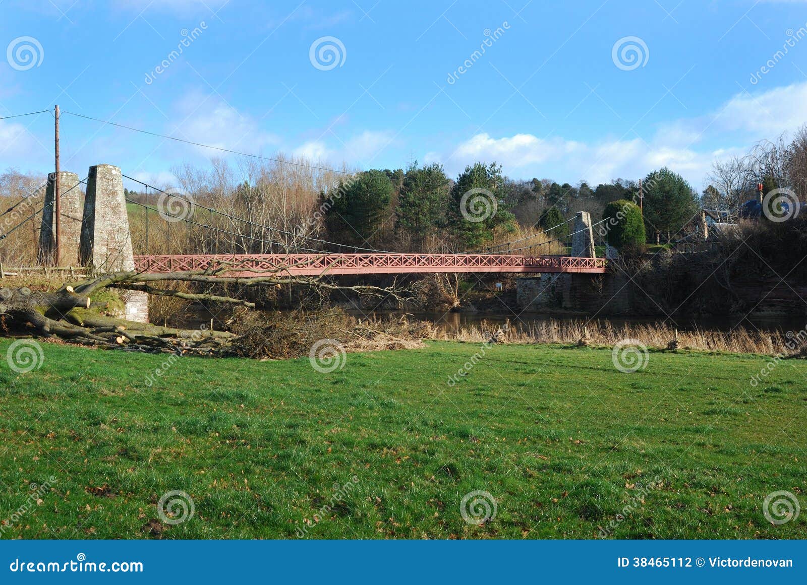 Kalemouth Suspension Bridge Stock Photo - Image of built, clouds: 38465112