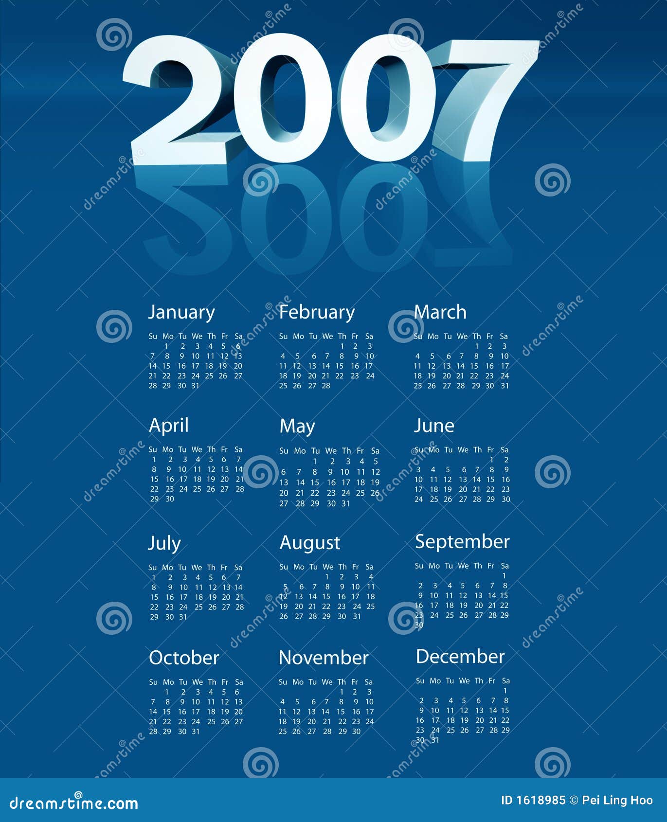 Kalender 2007 stock illustrationer. Illustration av dagordning - 1618985