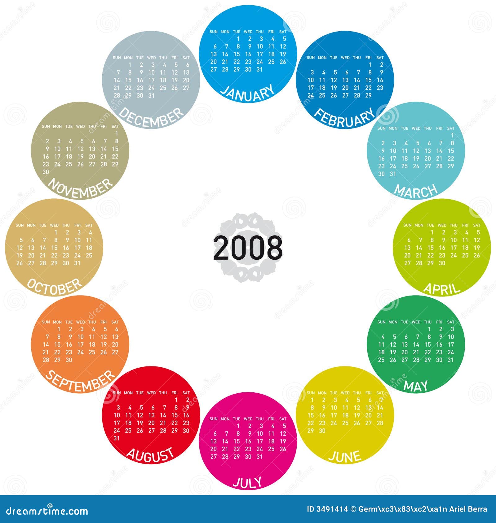Kalender 2008 vektor abbildung. Illustration von abbildung - 3491414