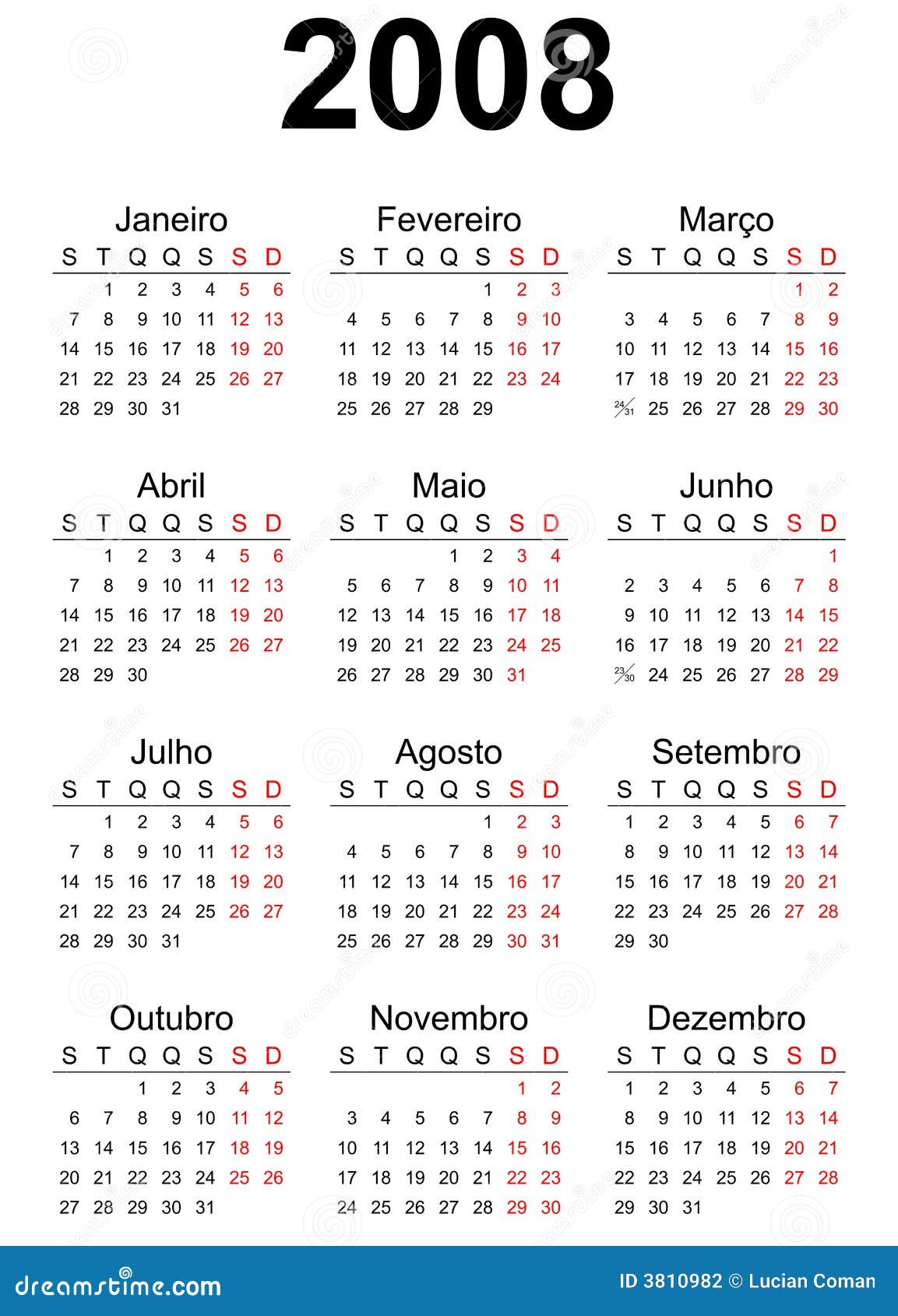 Kalender 2008 stock abbildung. Illustration von datum - 3810982