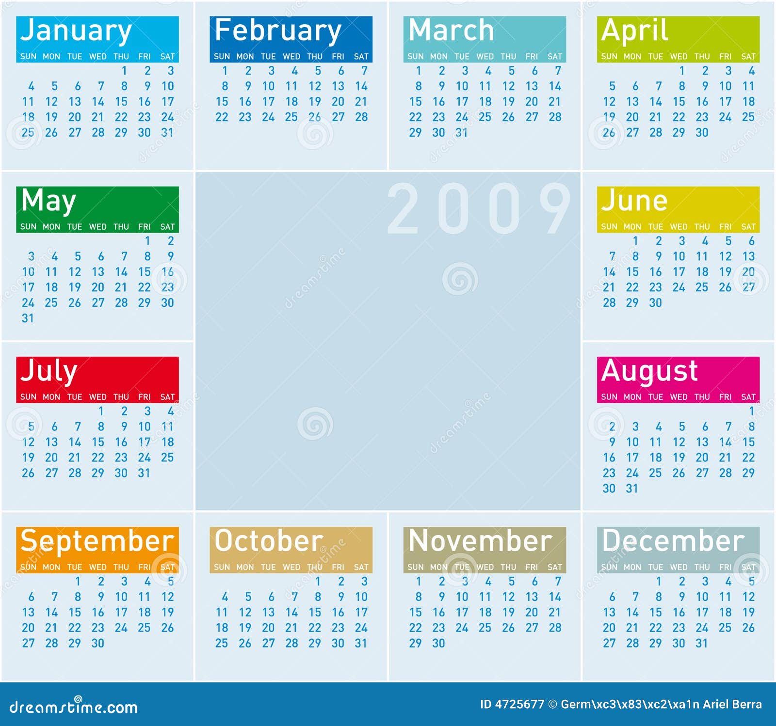 Kalender 2009 vektor abbildung. Illustration von monat - 4725677