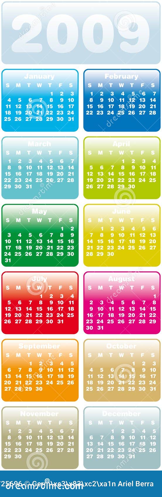 Kalender 2009 vektor abbildung. Illustration von täglich - 4725696