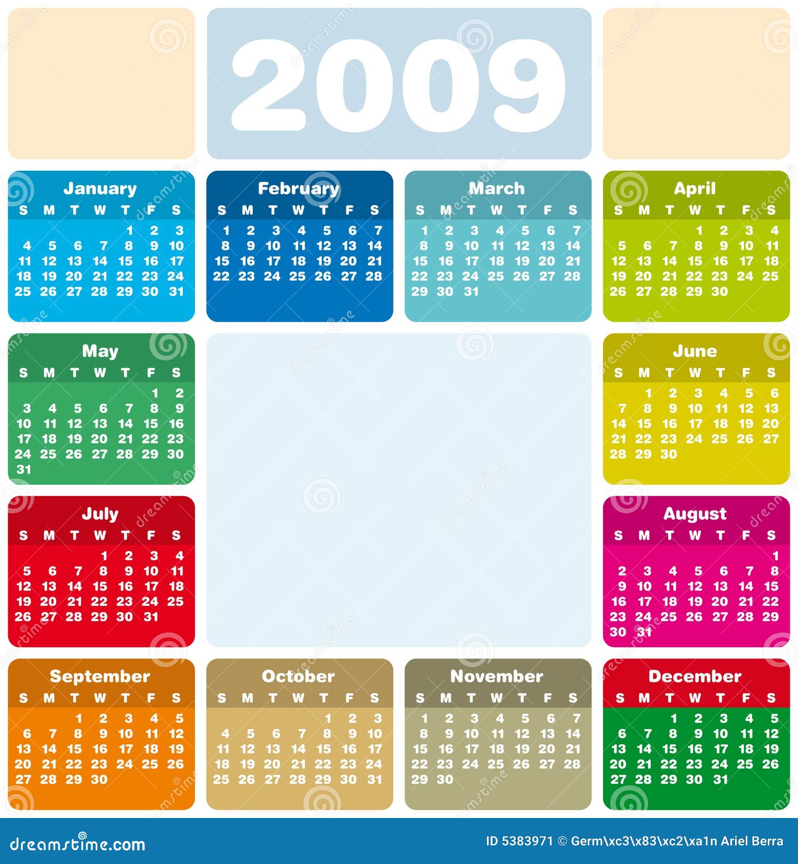 Kalender 2009 vector illustratie. Illustration of kalander - 5383971