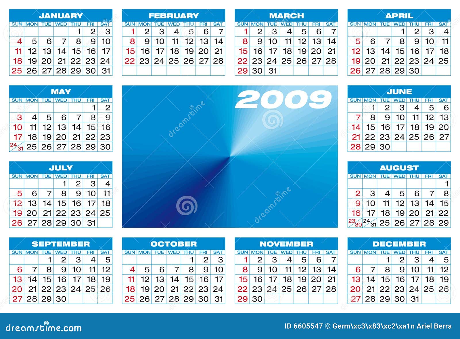Kalender 2009 vector illustratie. Illustration of datum - 6605547